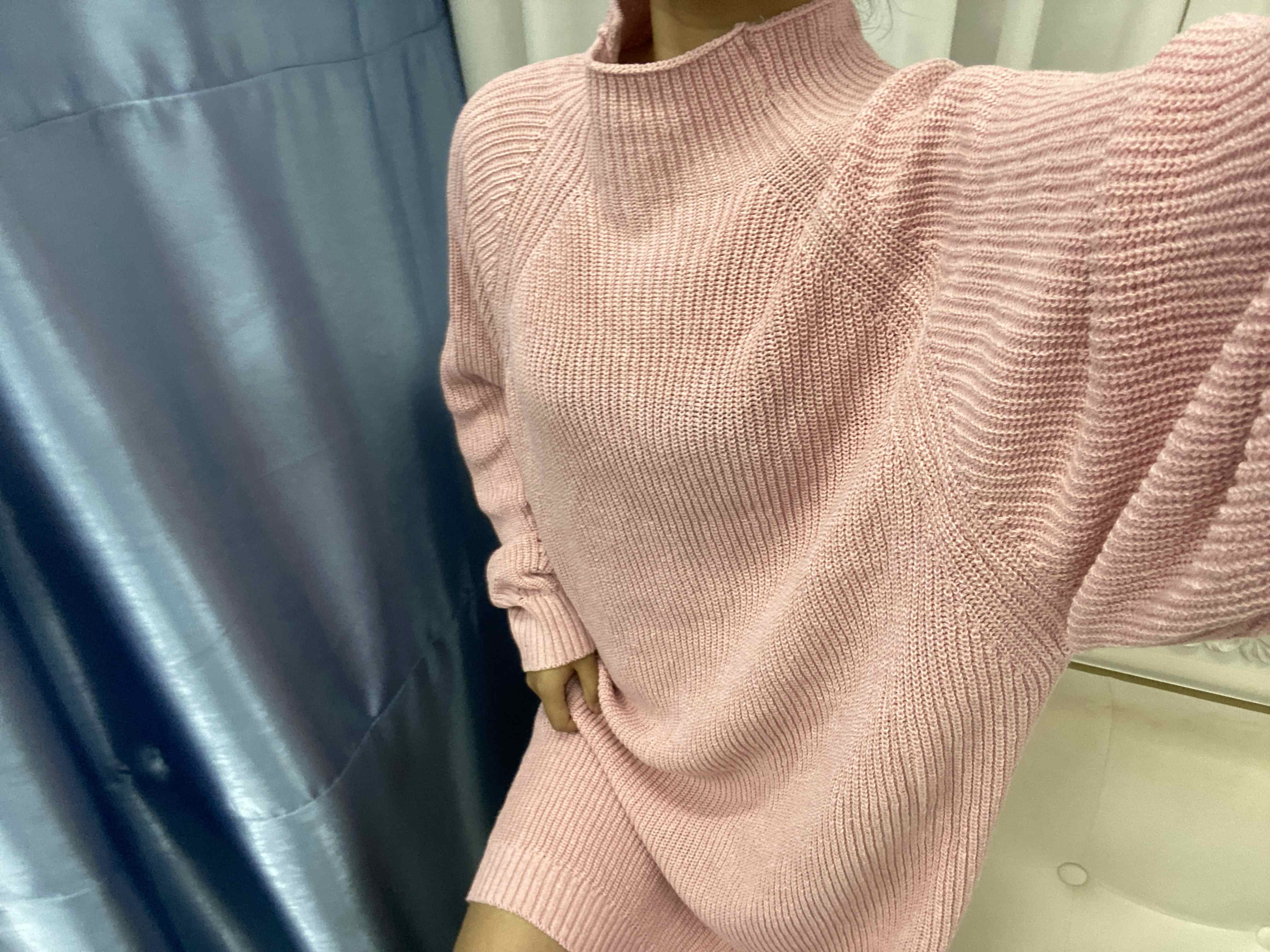 High Neck Chunky Knit Sweater Dress