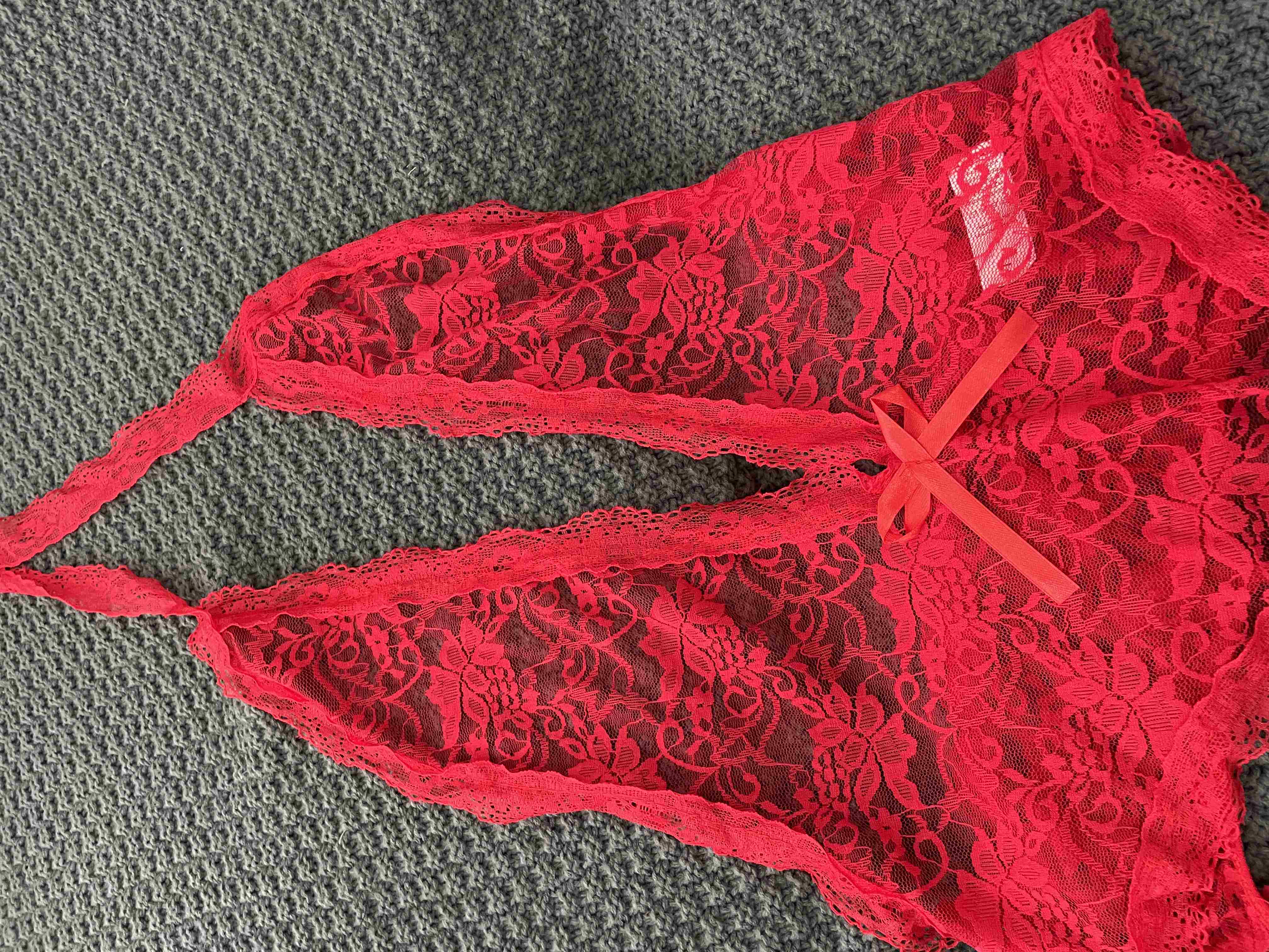 Halter Backless Bowknot Decor Cutout Lace Teddy