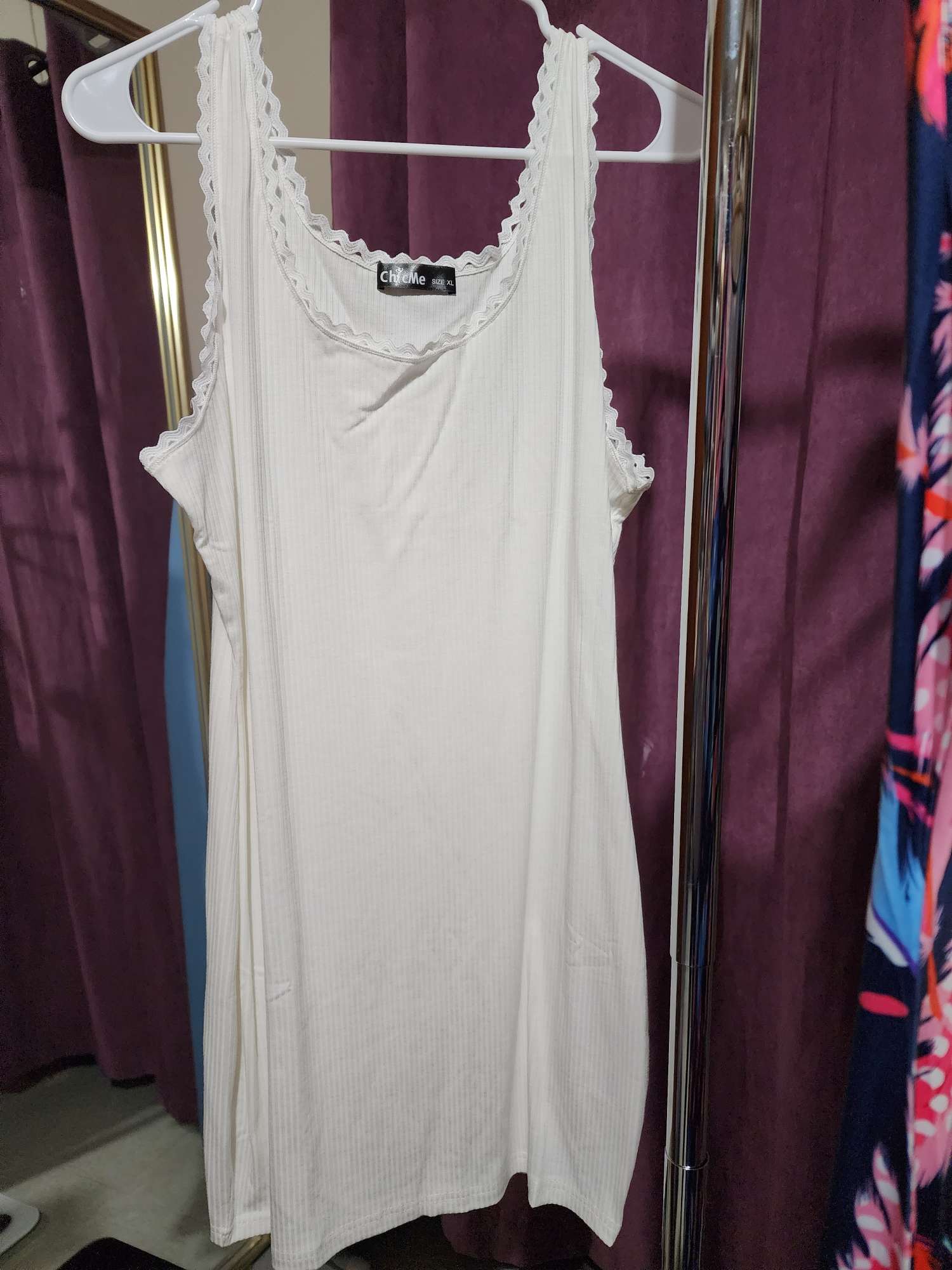 Wave Trim Ribbed Square Neck Bodycon Dress