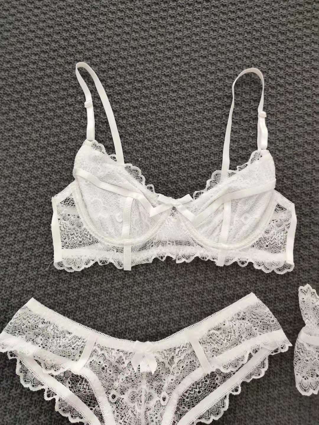 Sexy Spitzen-Sling-BH-Sets mit Strumpfband