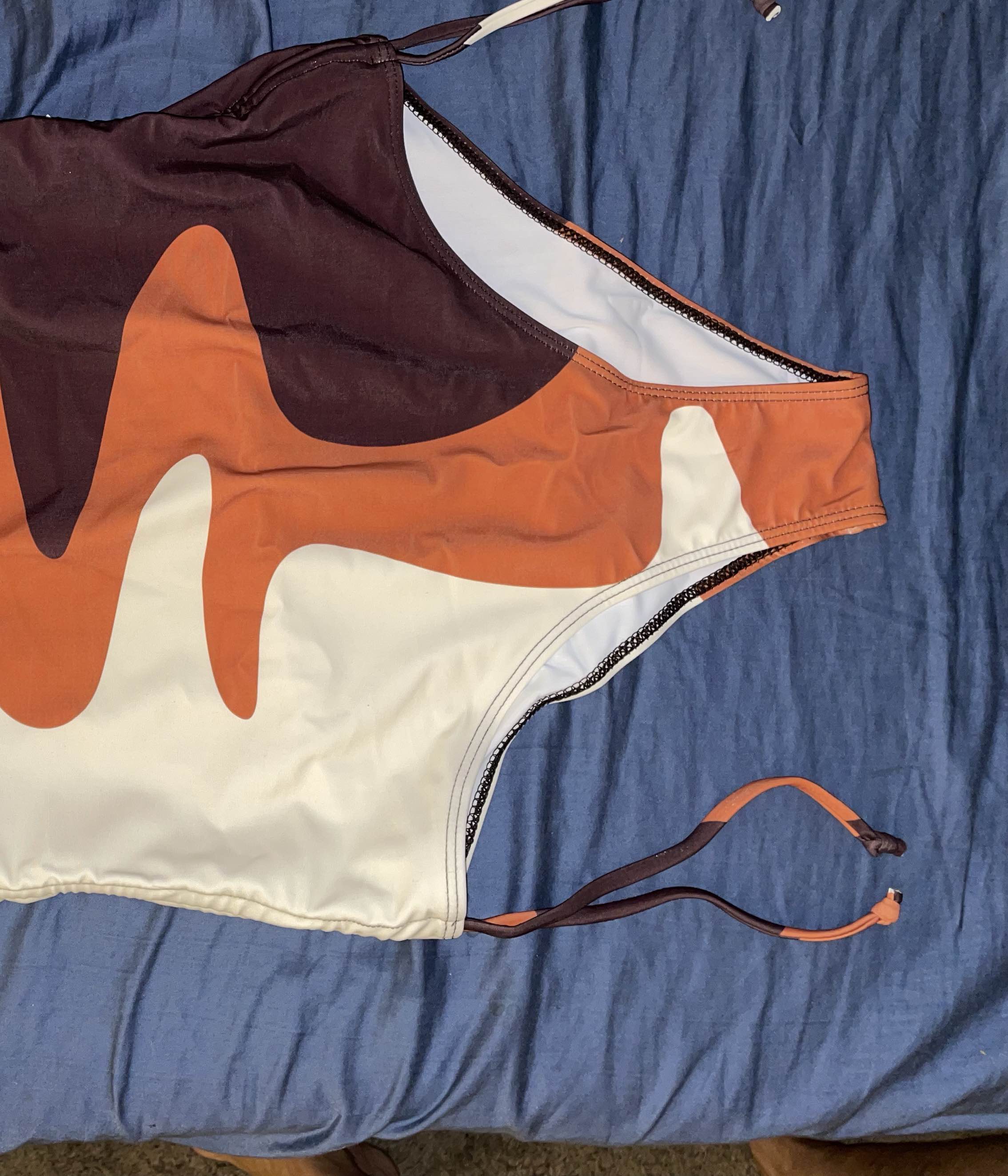 Colorblock Drawstring One Piece Swimsuit