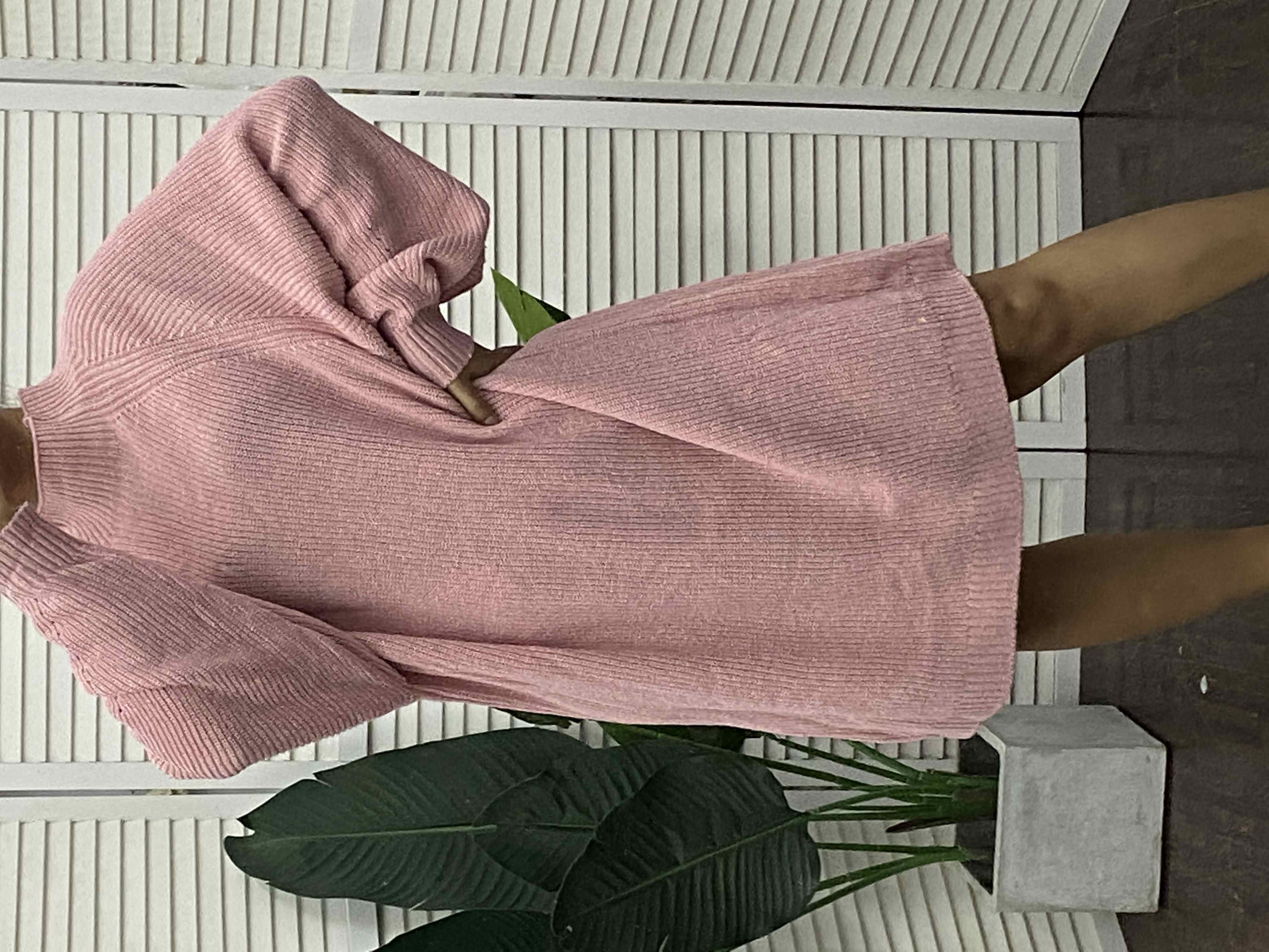 High Neck Chunky Knit Sweater Dress