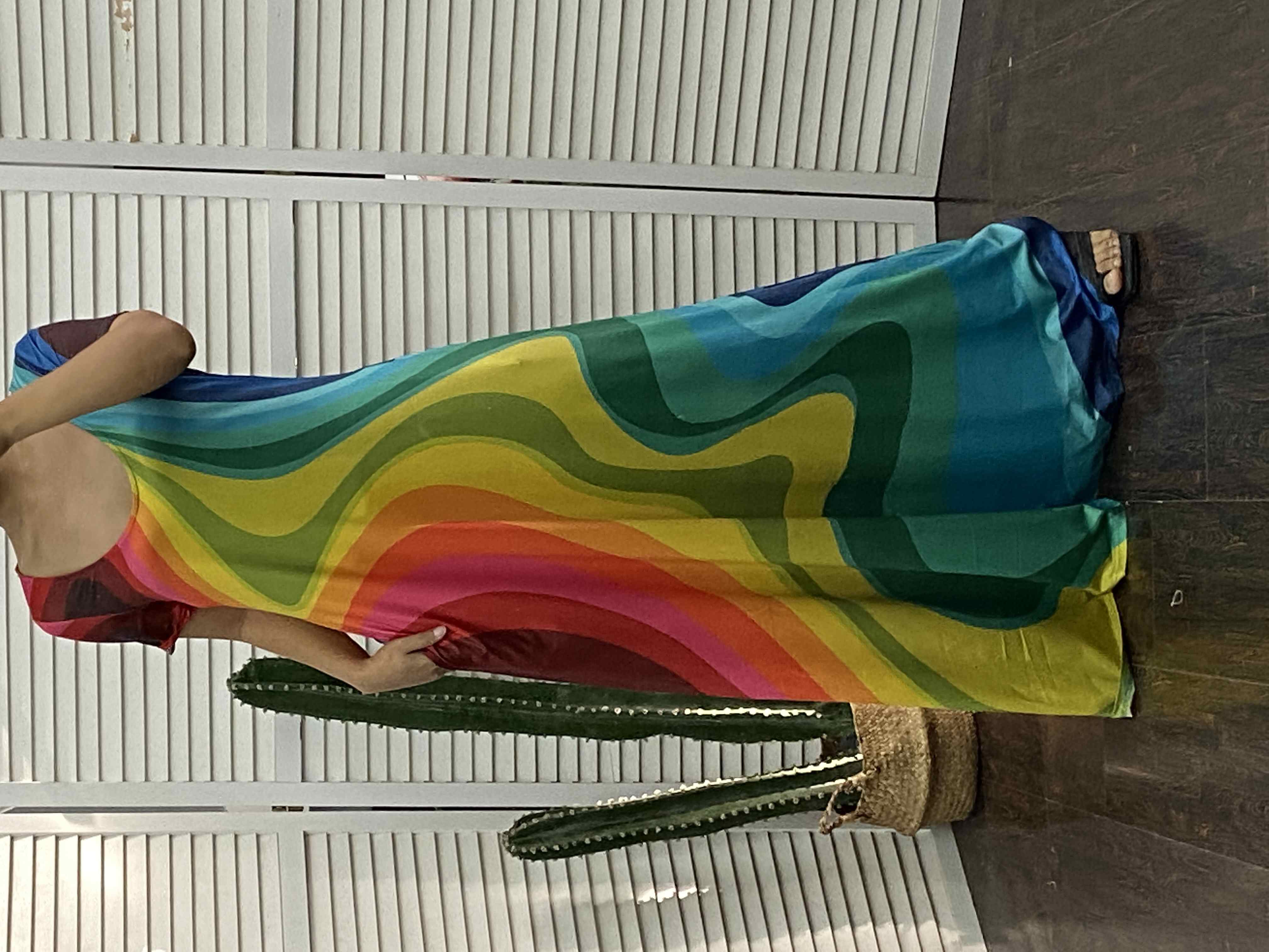 Short Sleeve Abstract Print Pocket Design Dress