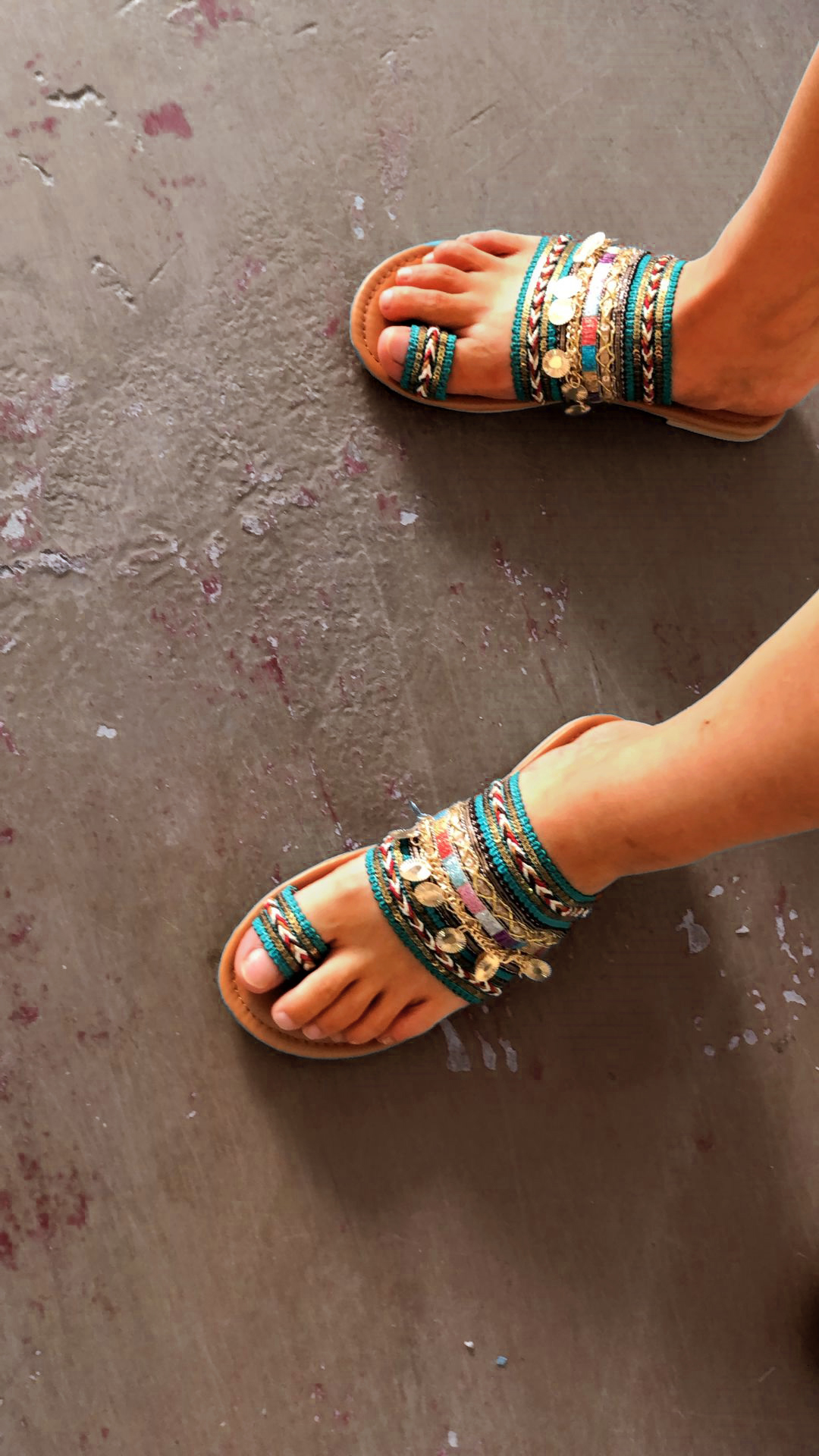 Ethnic Boho Style Toe Ring Slippers