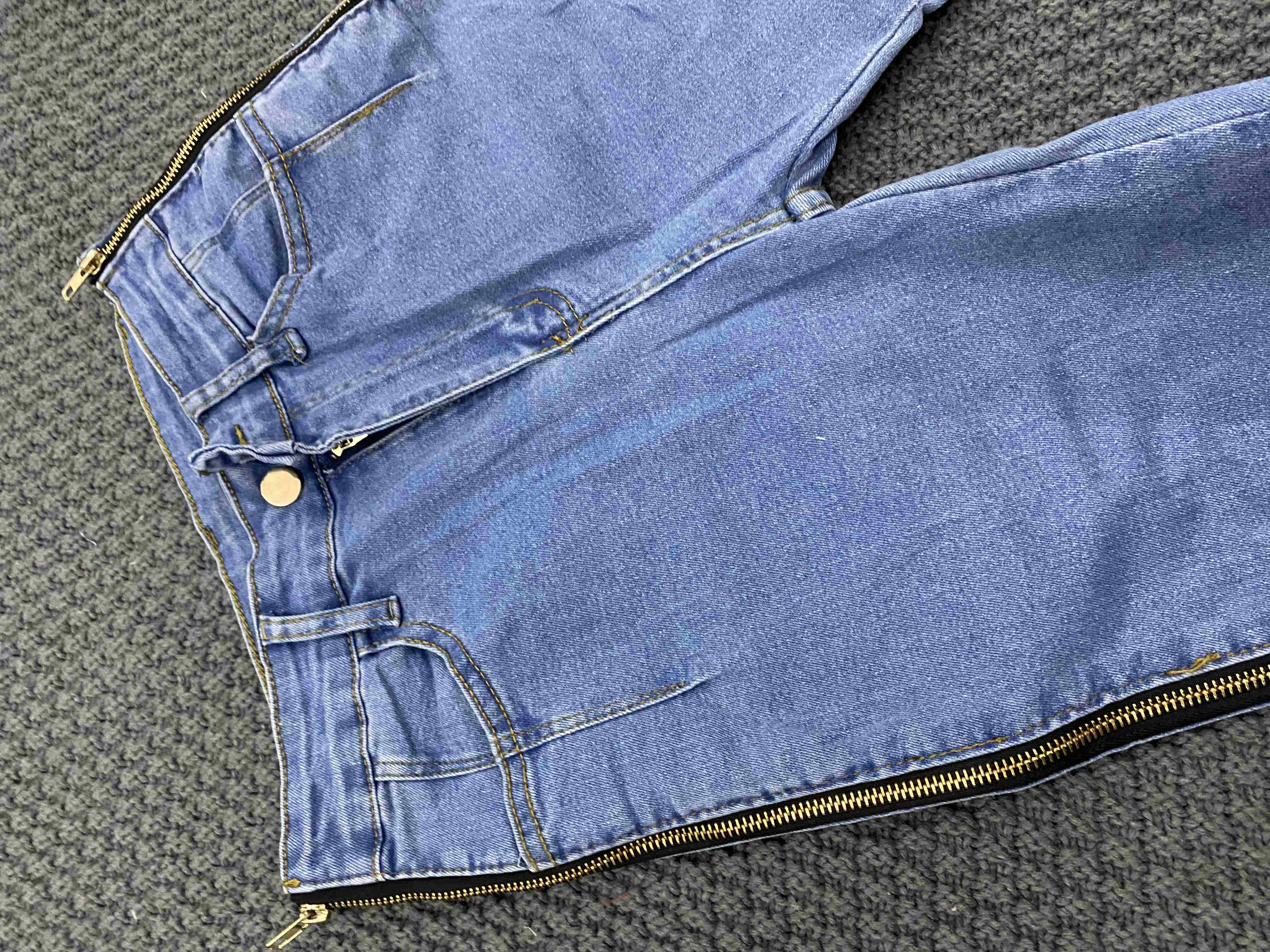 High Waist Zipper Design Skinny Jeans