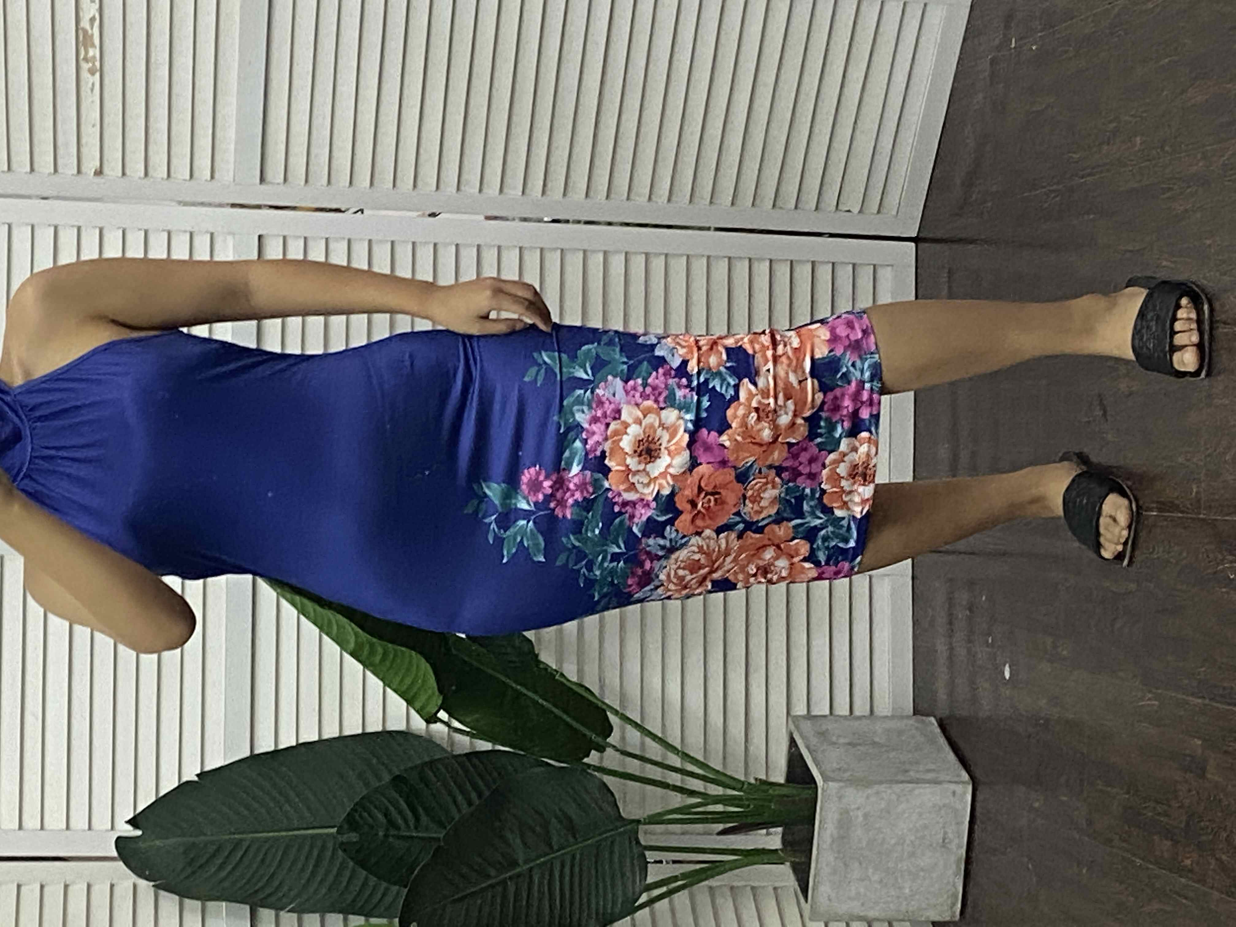 Floral Print High Neck Sleeveless Bodycon Dress