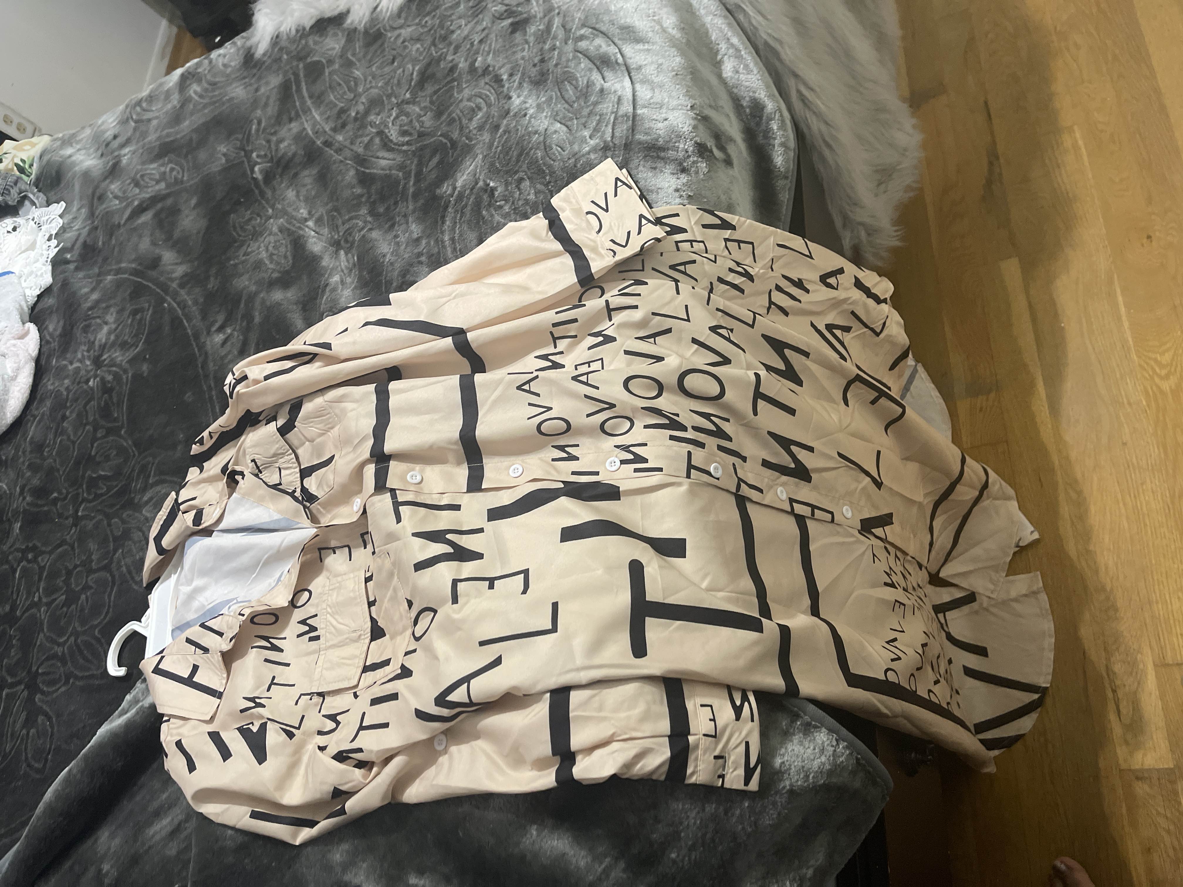 Letter Print Button Down Shirt Dress