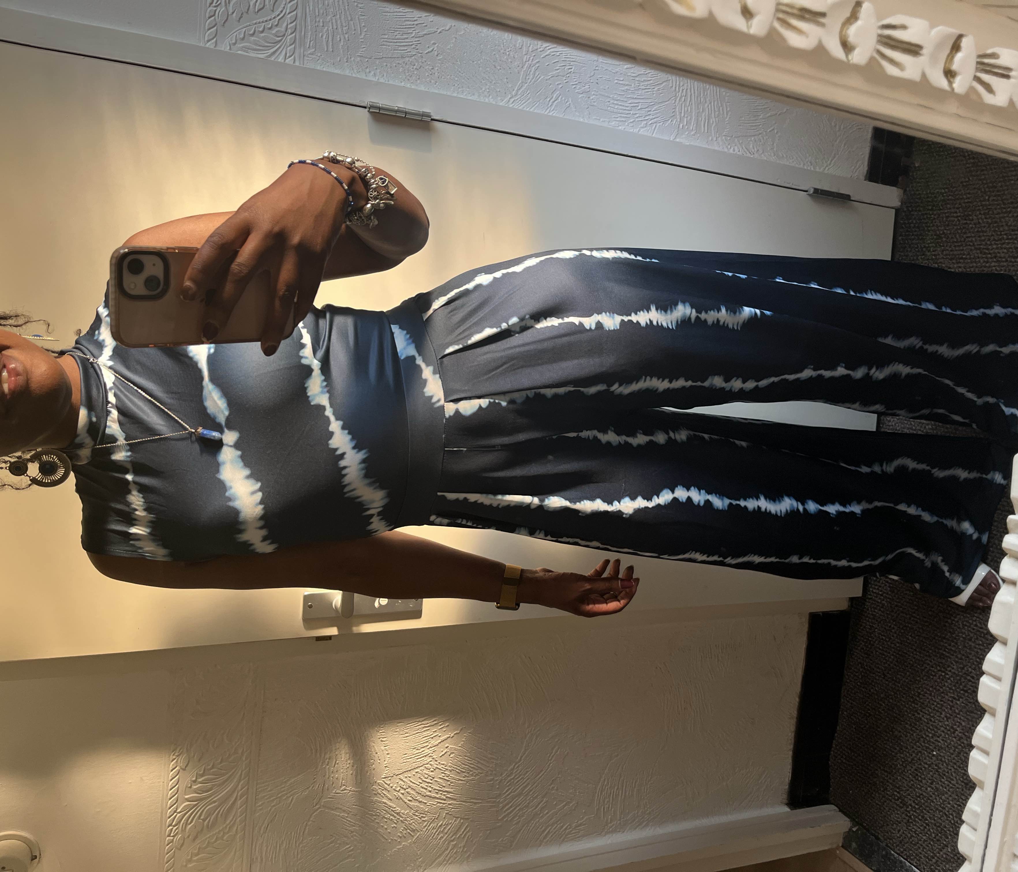 Tie Dye Print Sleeveless Wide Leg Jumpsuit