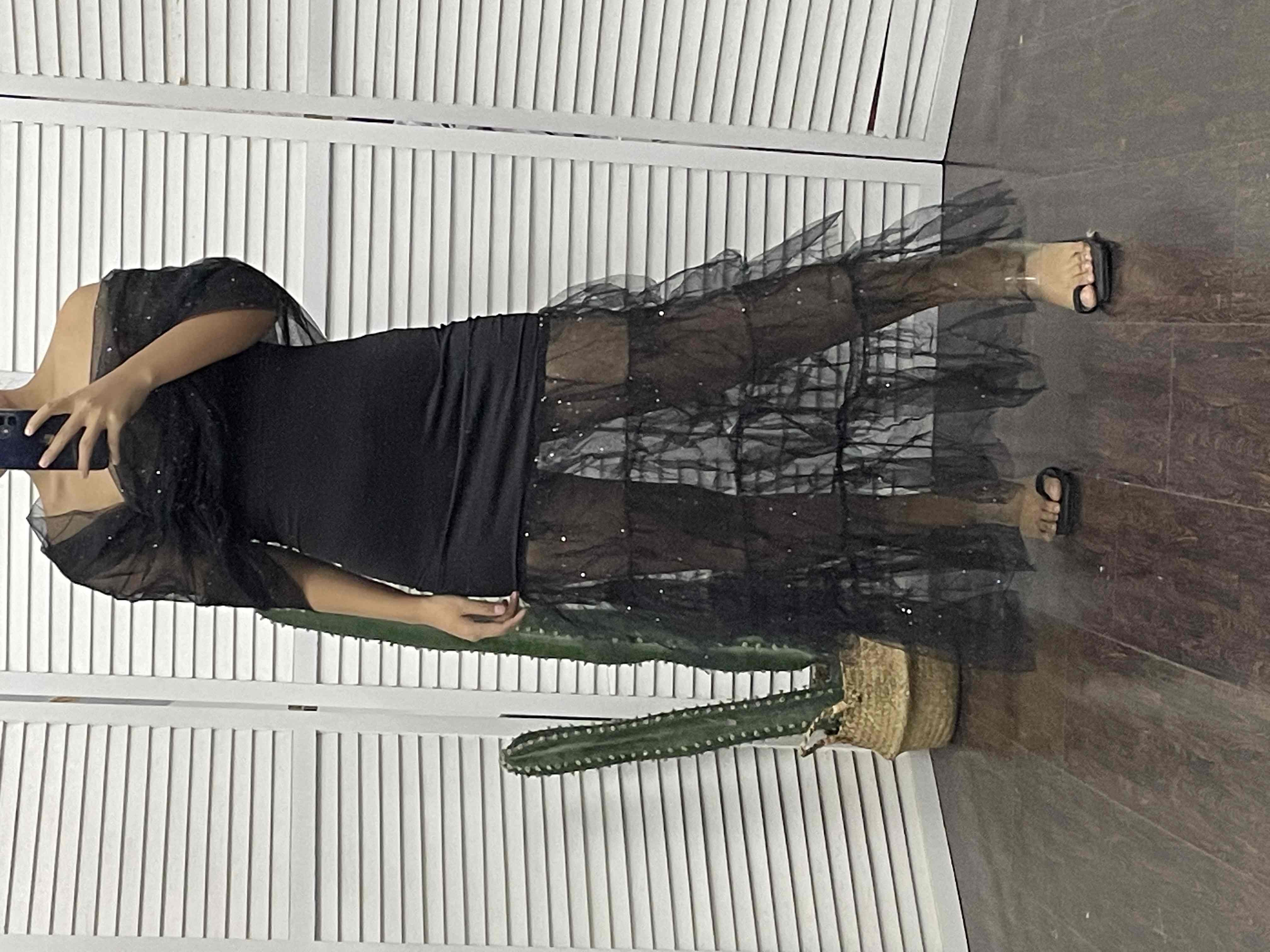 Glitter Layered Sheer Mesh Party Dress