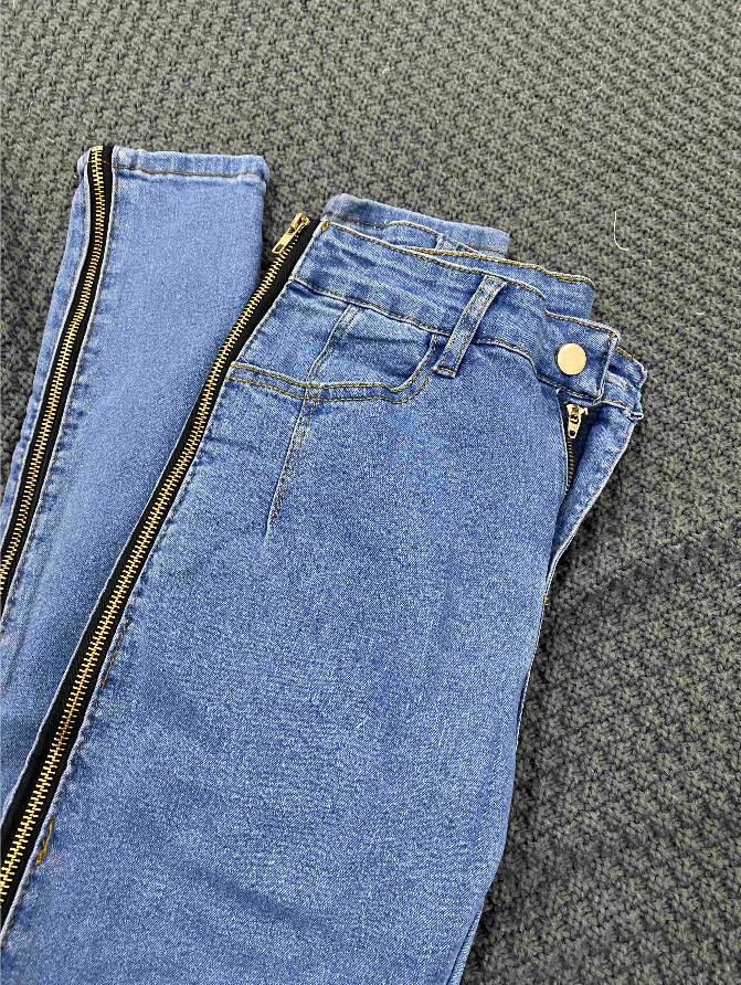 High Waist Zipper Design Skinny Jeans