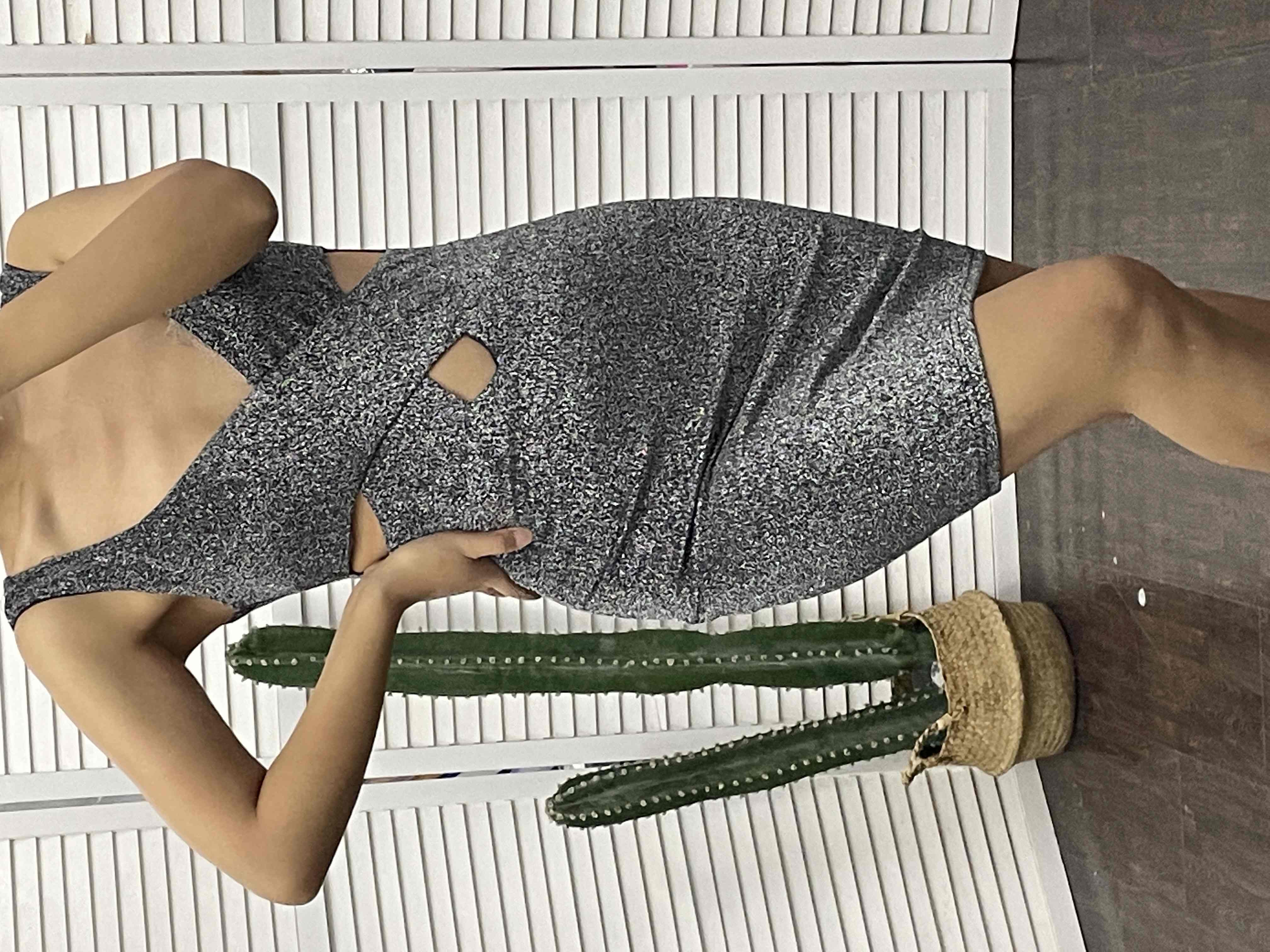 Crisscross Cutout Glitter Bodycon Dress
