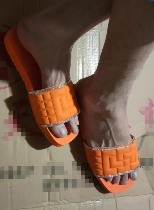 Rhinestone Contrast Paneled Wide Strap Slippers