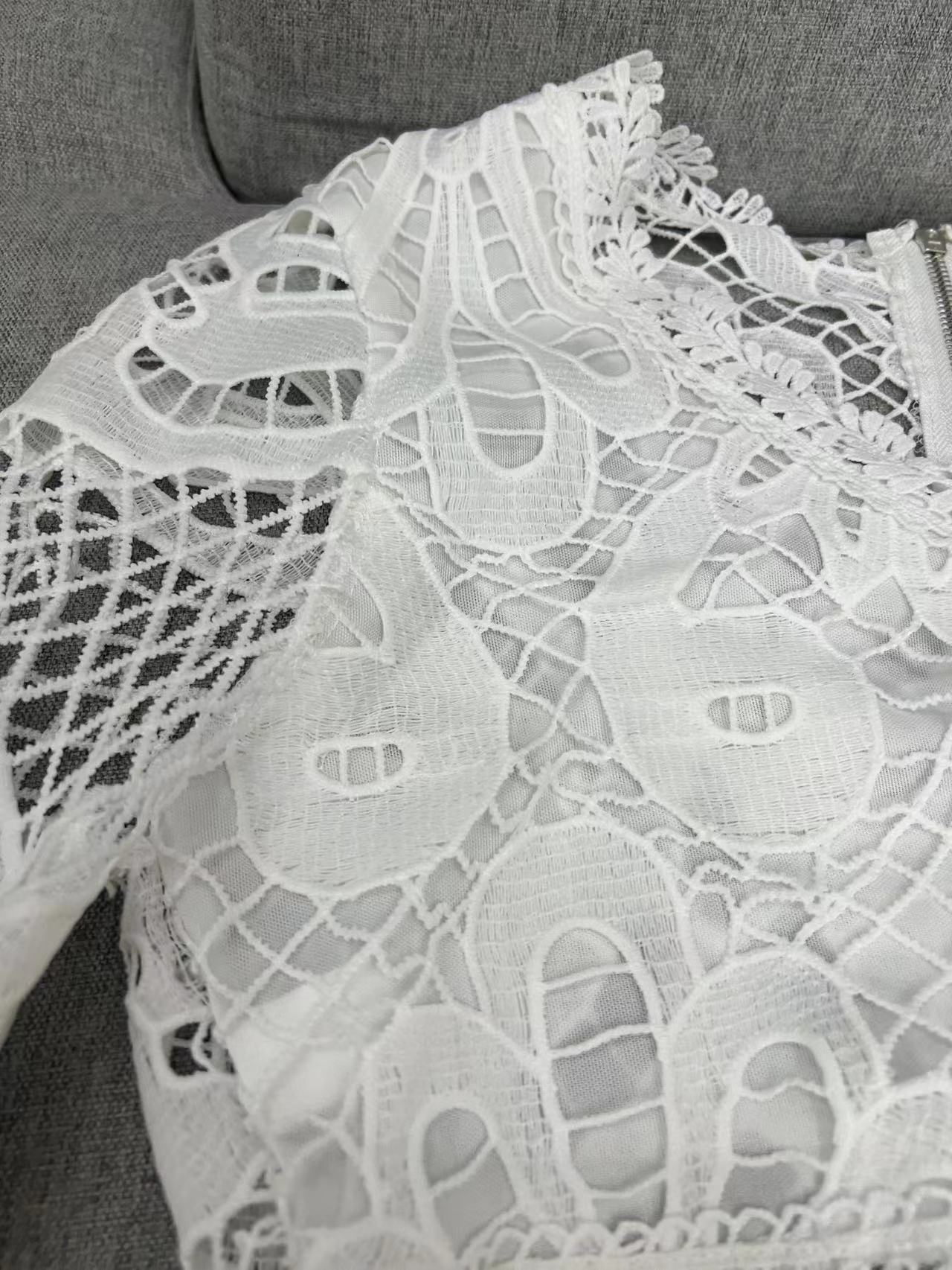 Lantern Sleeve Lace Top & Layered Ruffles Skirt Set