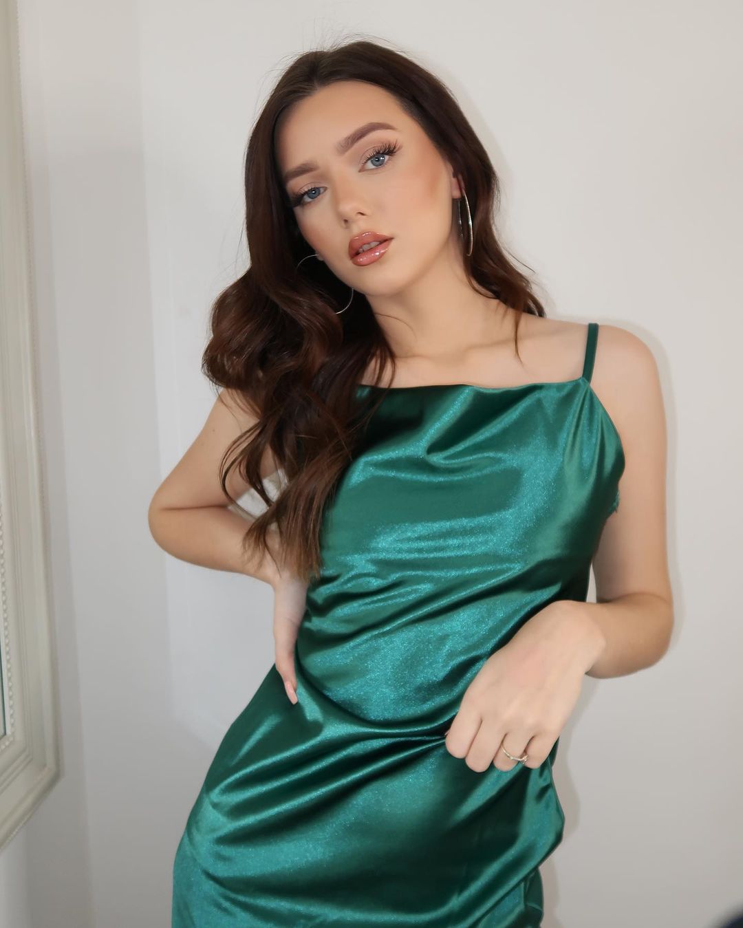 Plunge Neck Satin Mini Dress
