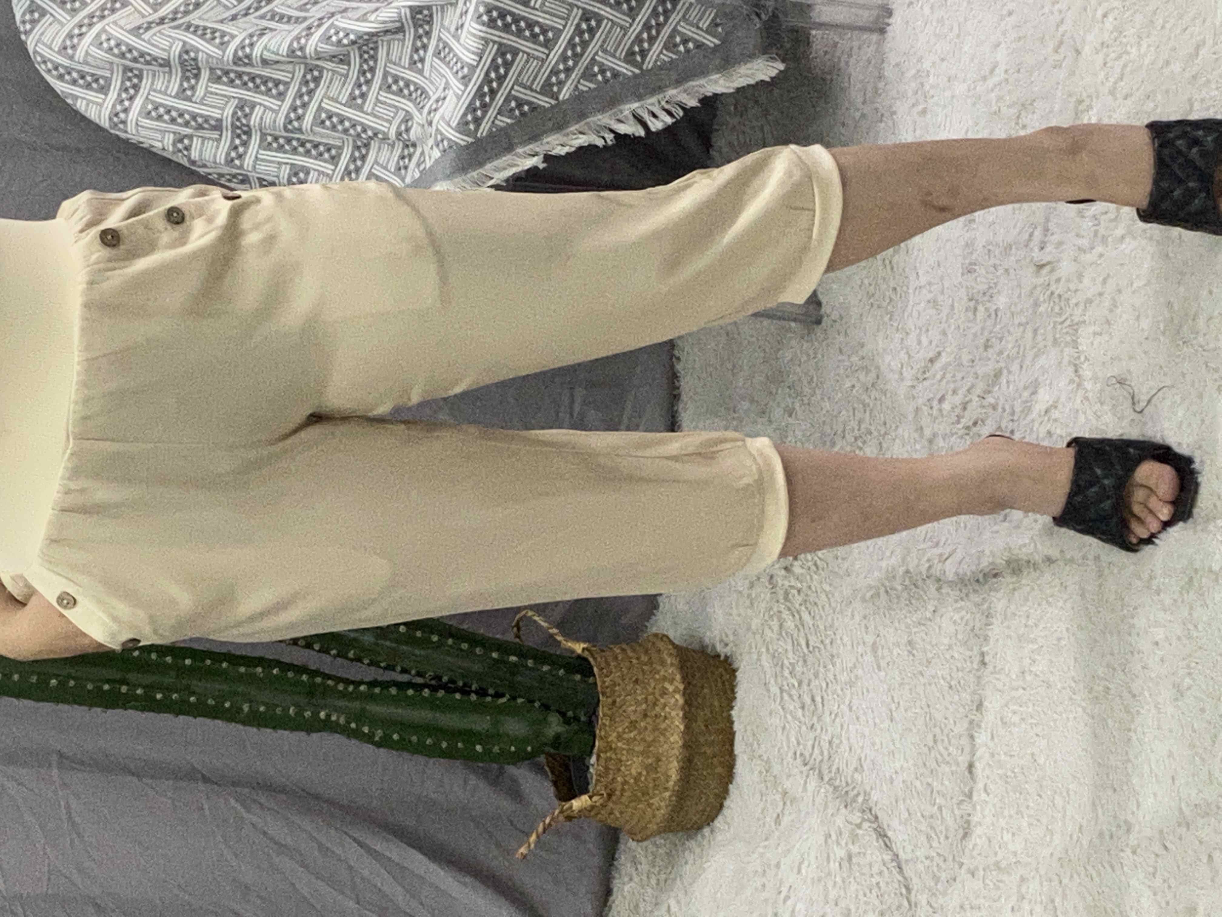 Button Pocket Design Capris Casual Pants