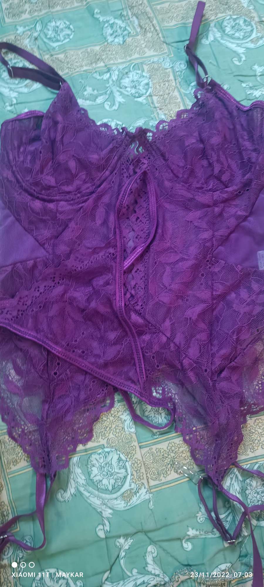 Sheer Mesh Lace Garter Bustier Set