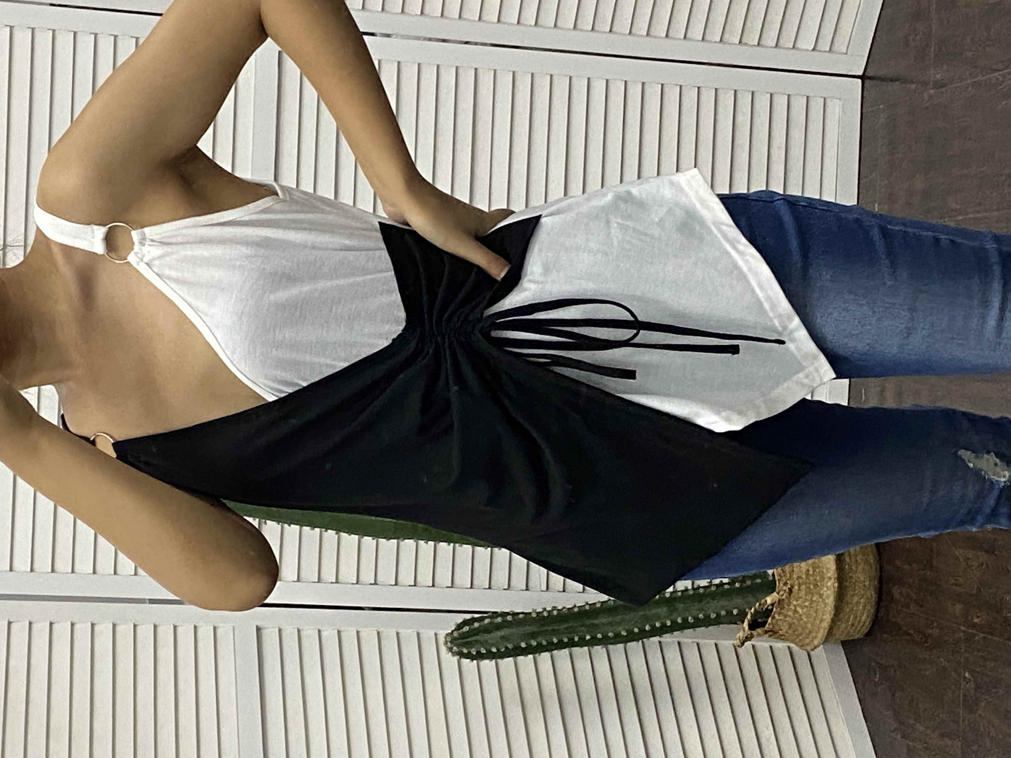 Colorblock Ruched Drawstring Tank Top