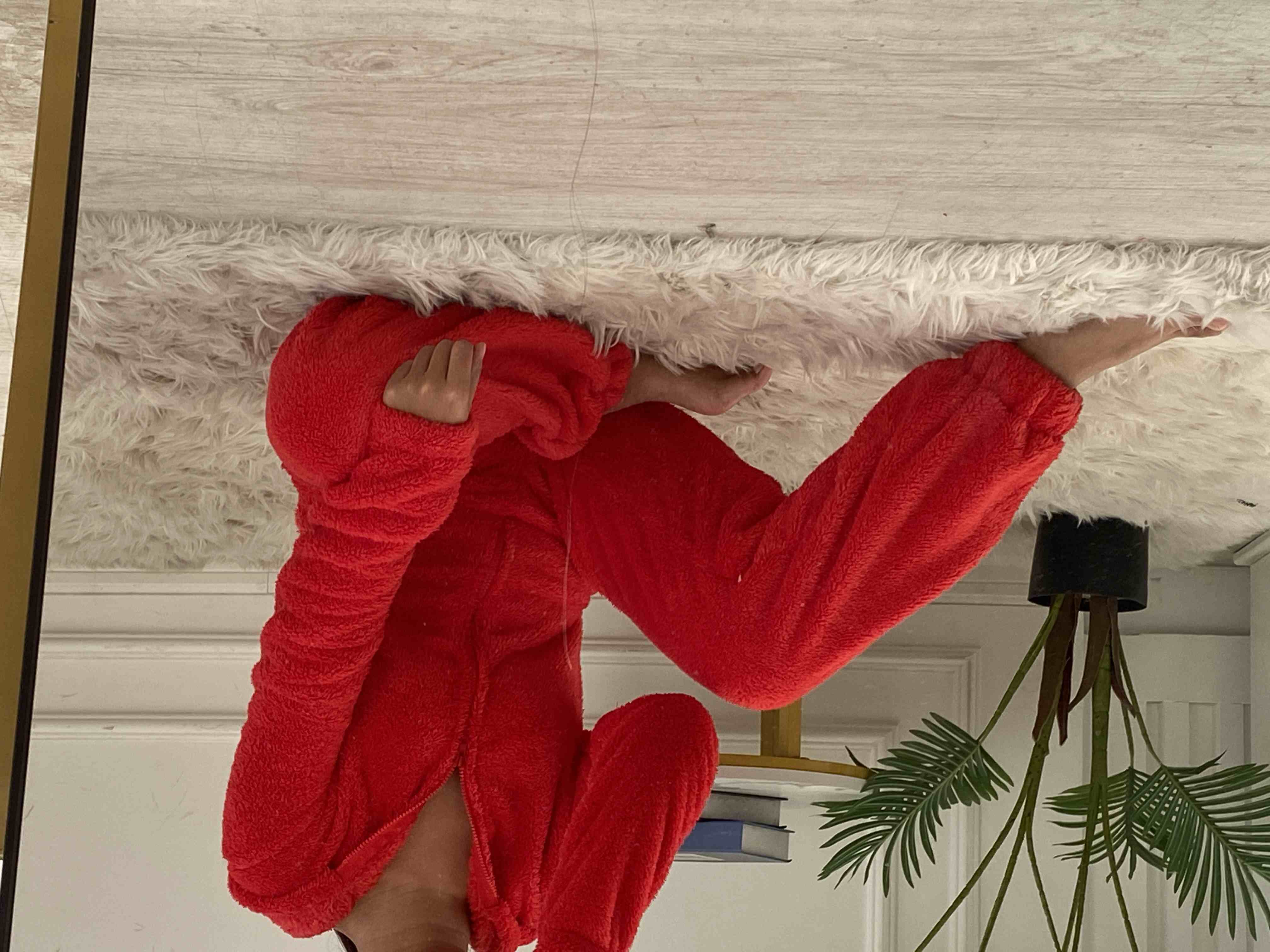 3D Ear Buttoned Flap Functional Fluffy Lounge Jumpsuit