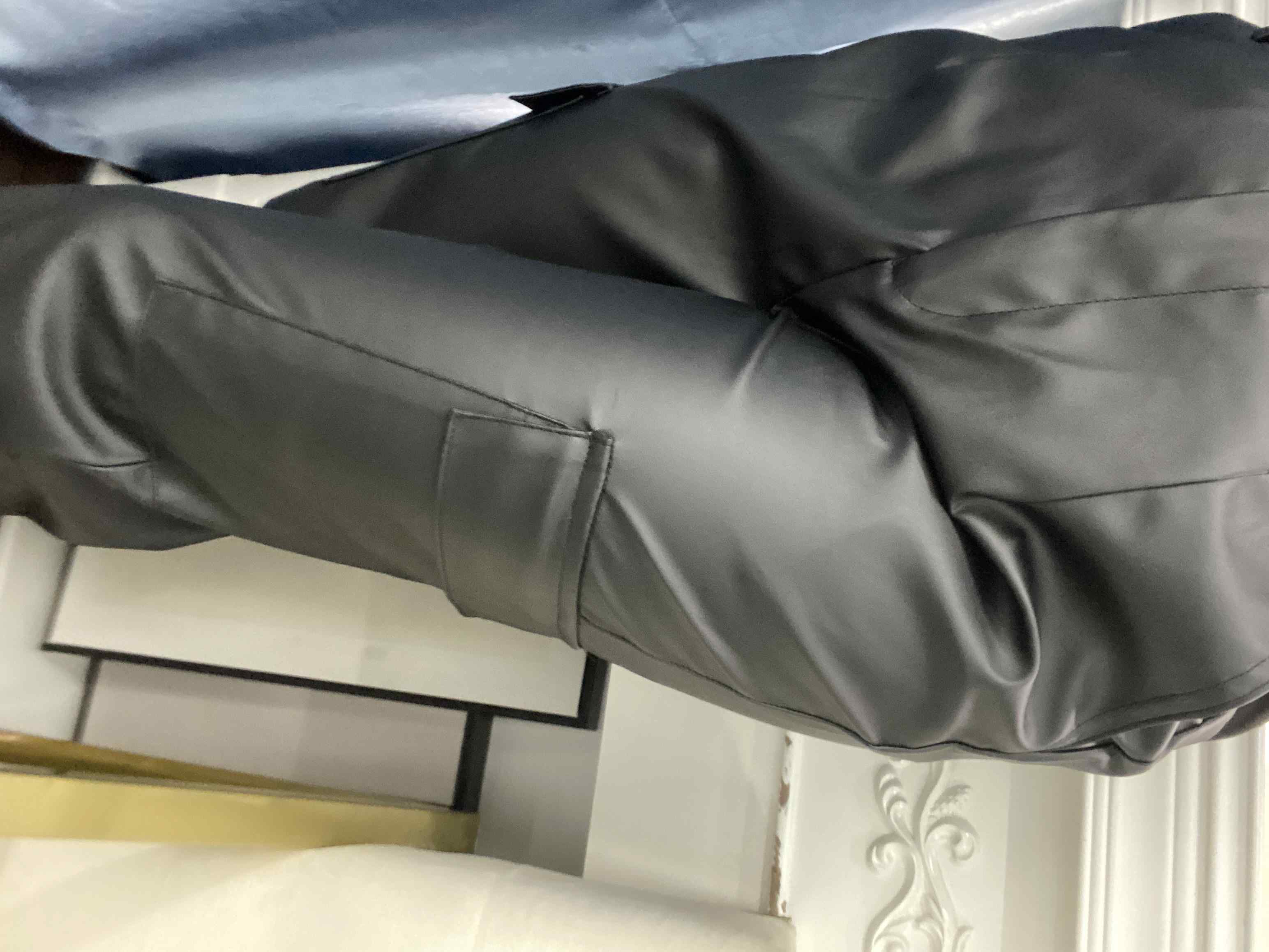 Pocket Design Cuffed PU Leather Pants