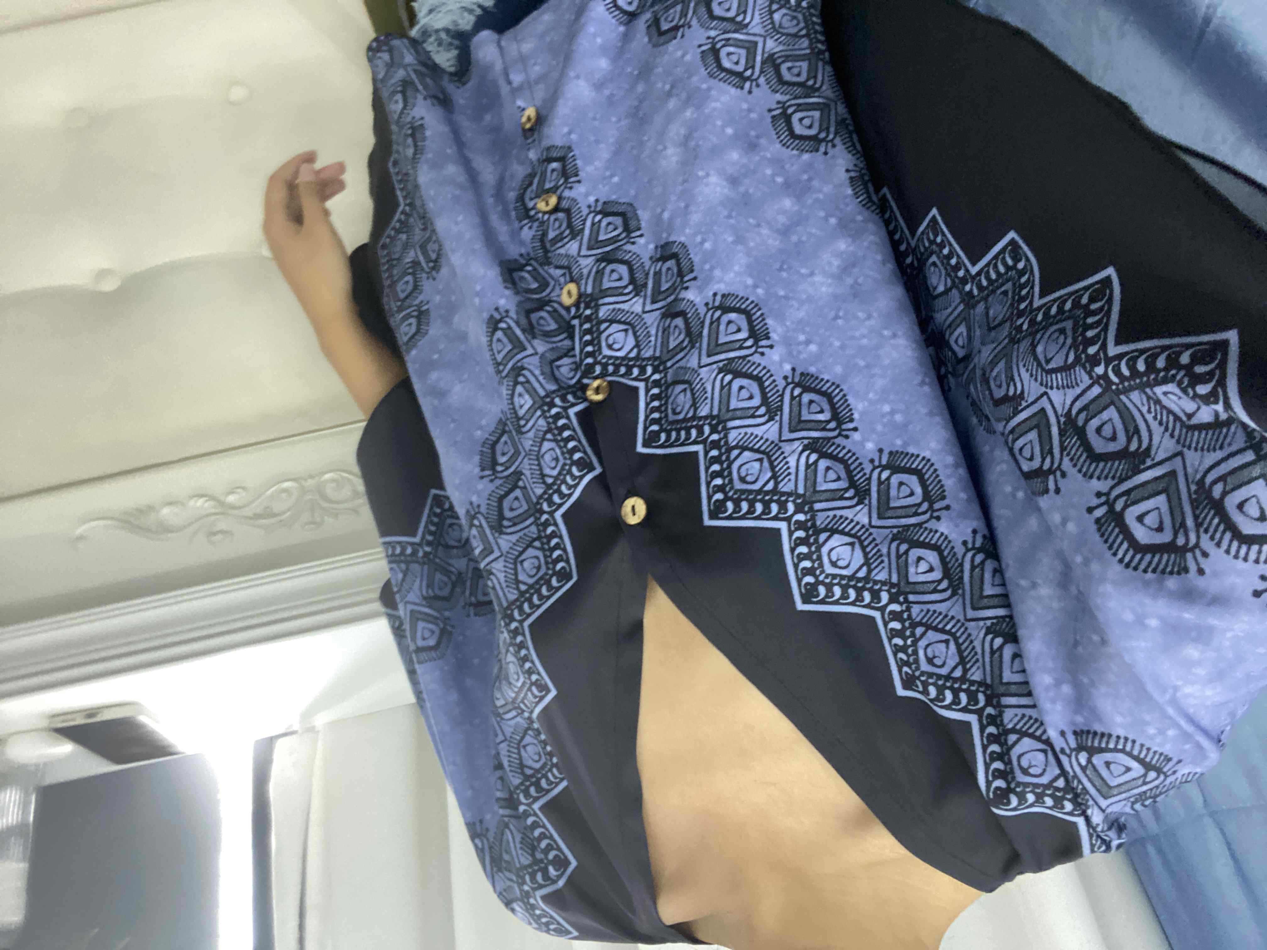 Tribal Print Batwing Sleeve Button Front Top