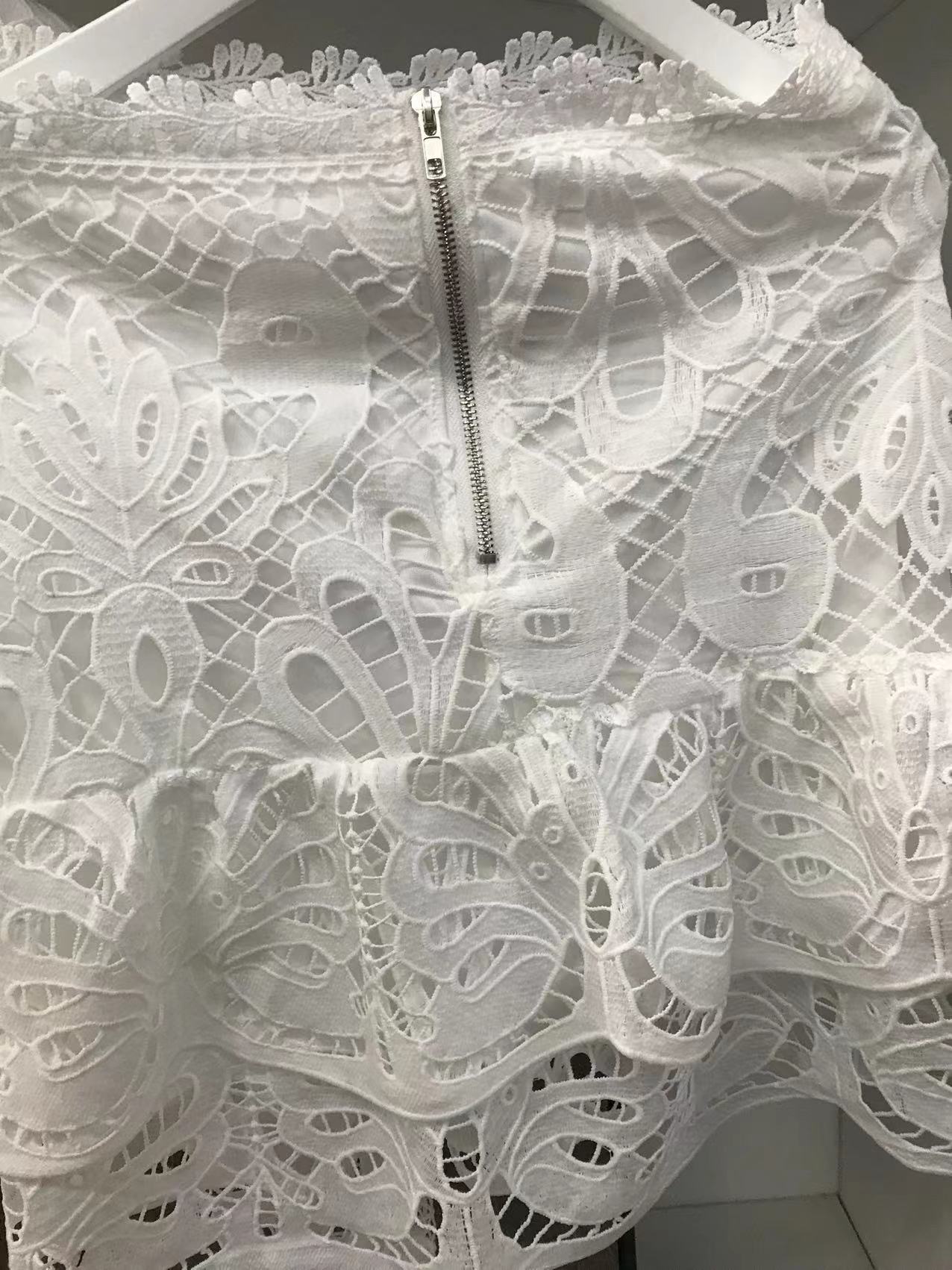 Lantern Sleeve Lace Top & Layered Ruffles Skirt Set