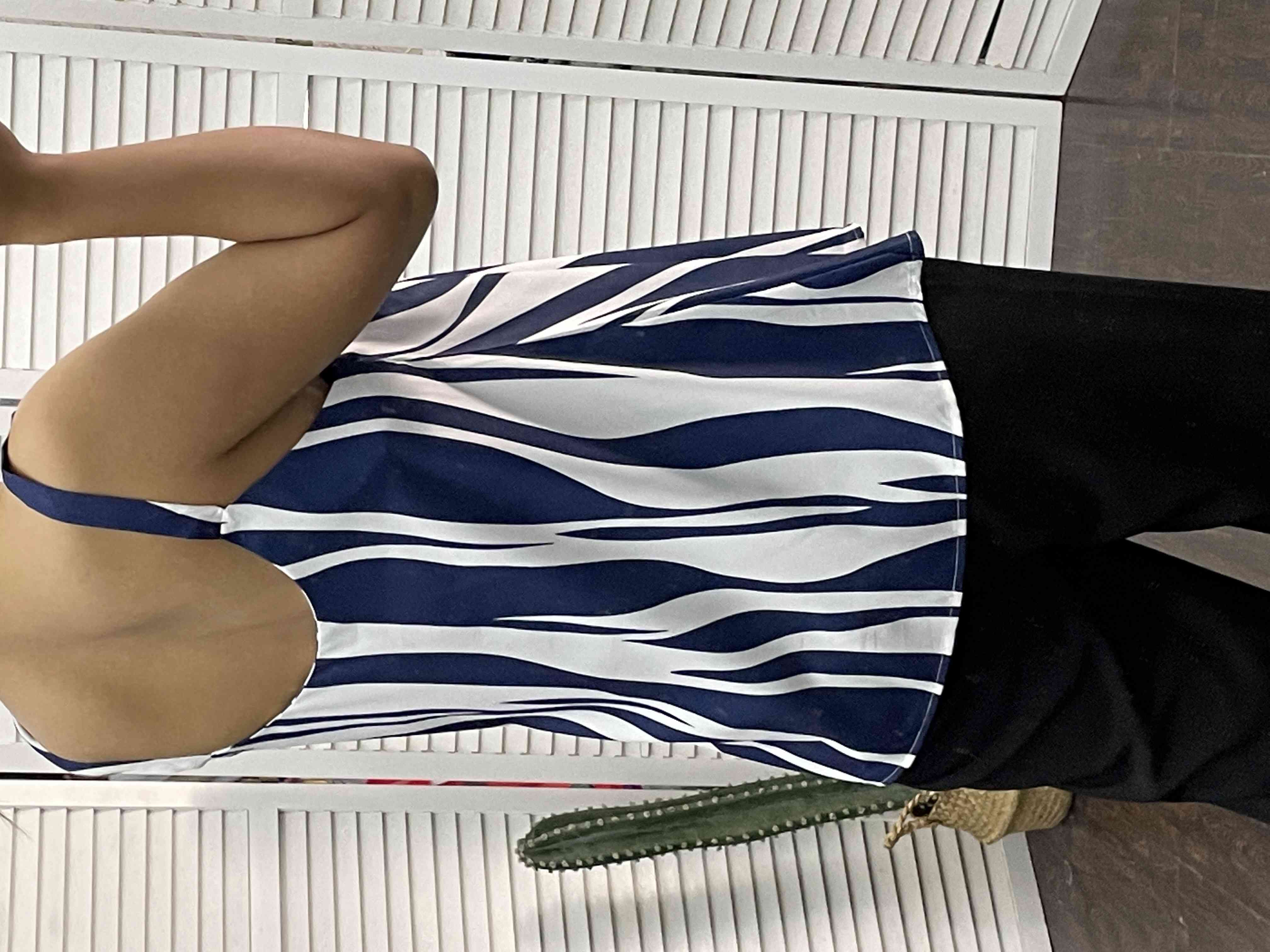 Zebra Stripe Print Chain Strap V-Neck Cami Top