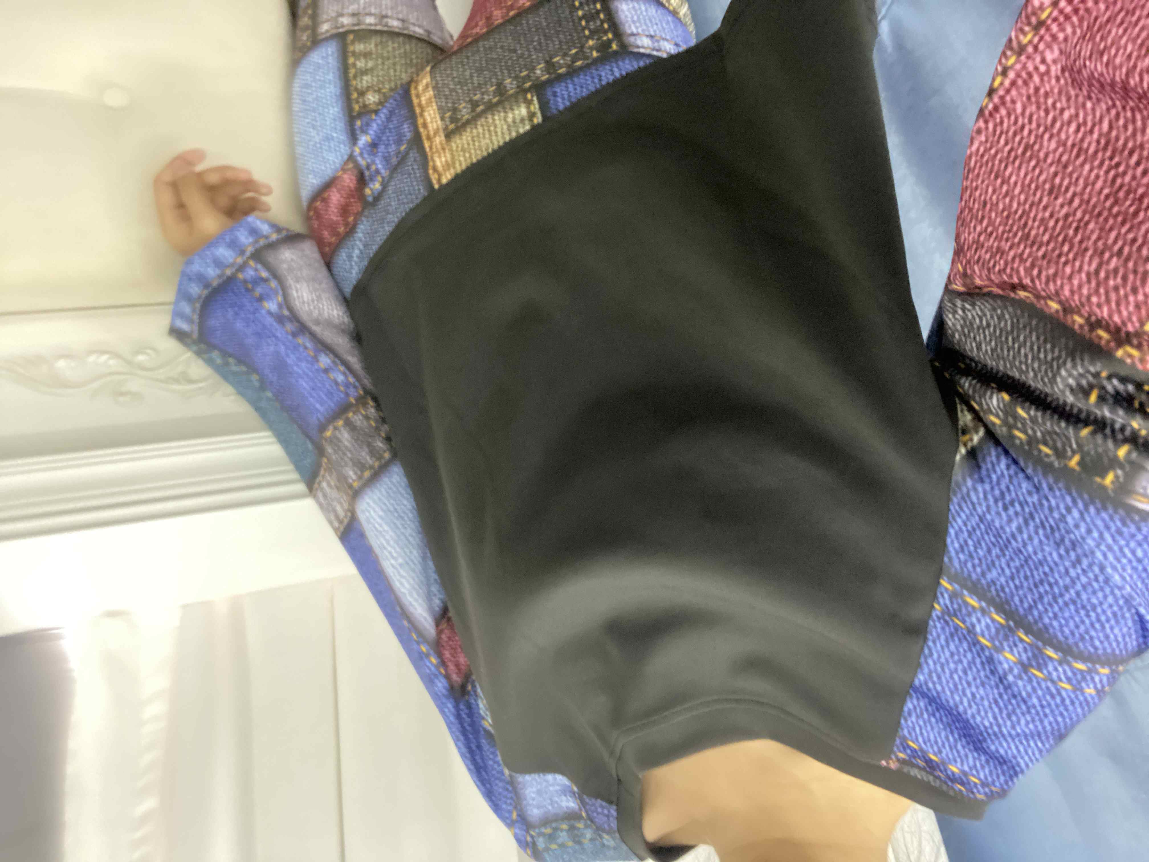 Denim Look Print Long Sleeve Casual Top & Pants Set