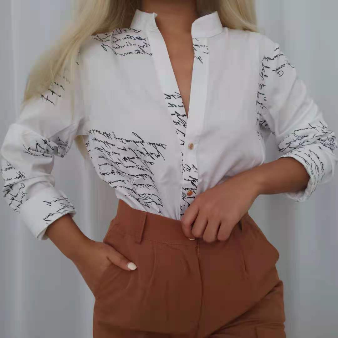 Letter Print Button Design Casual Shirt