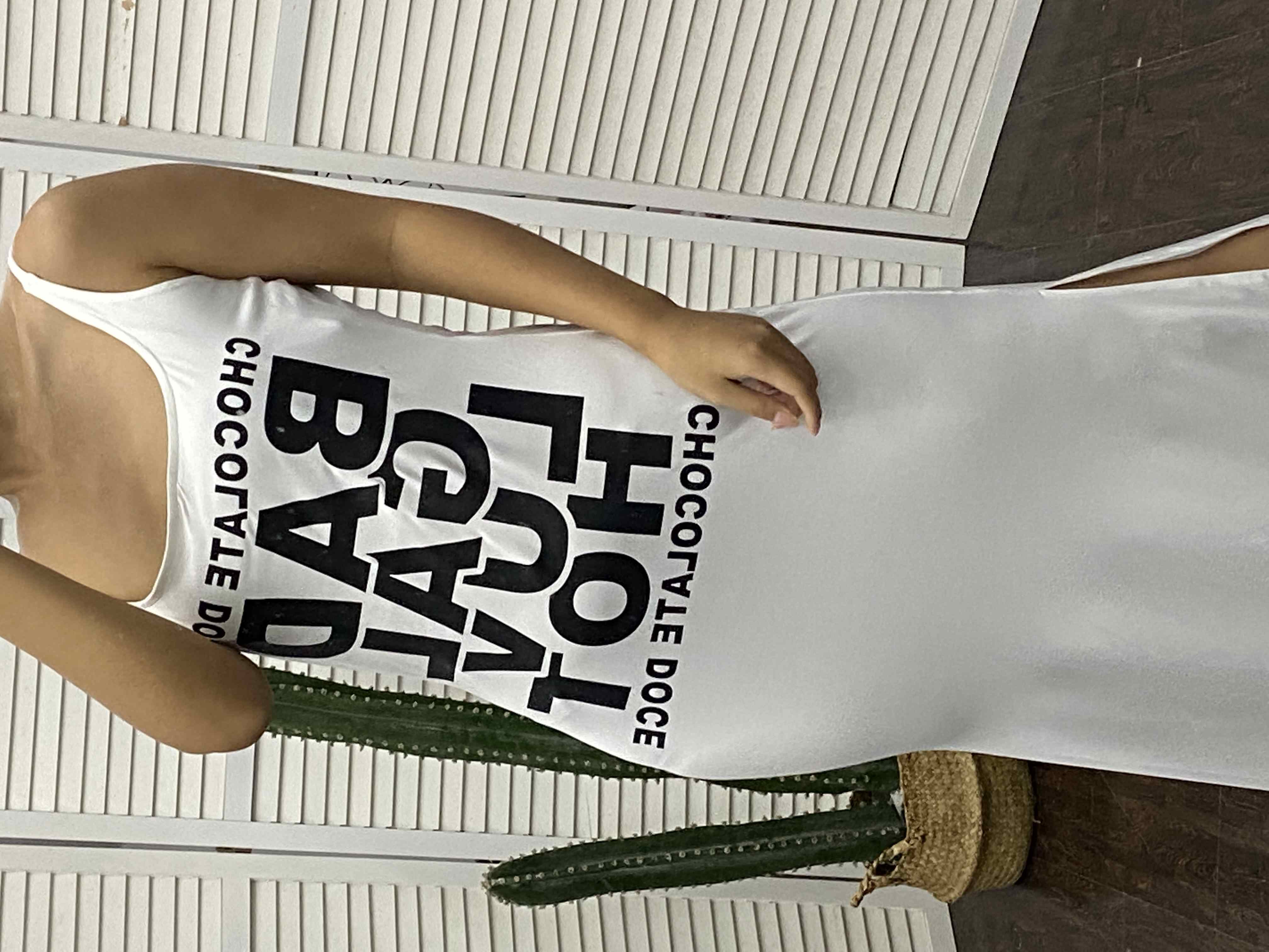 Bokstavstryck Spaghetti Strap Slit Maxiklänning