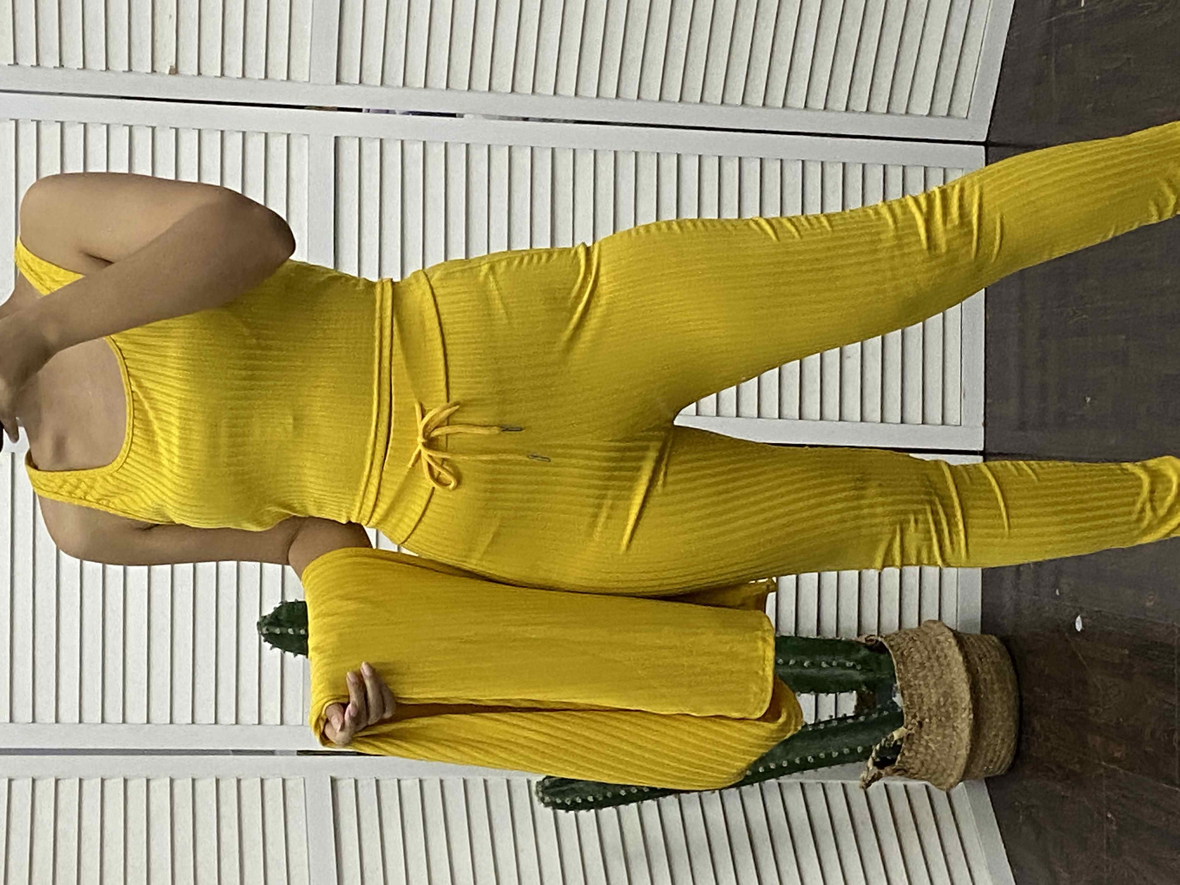 3PCS Ribbed Crop Tank Top & Pants Set With Vest Coat