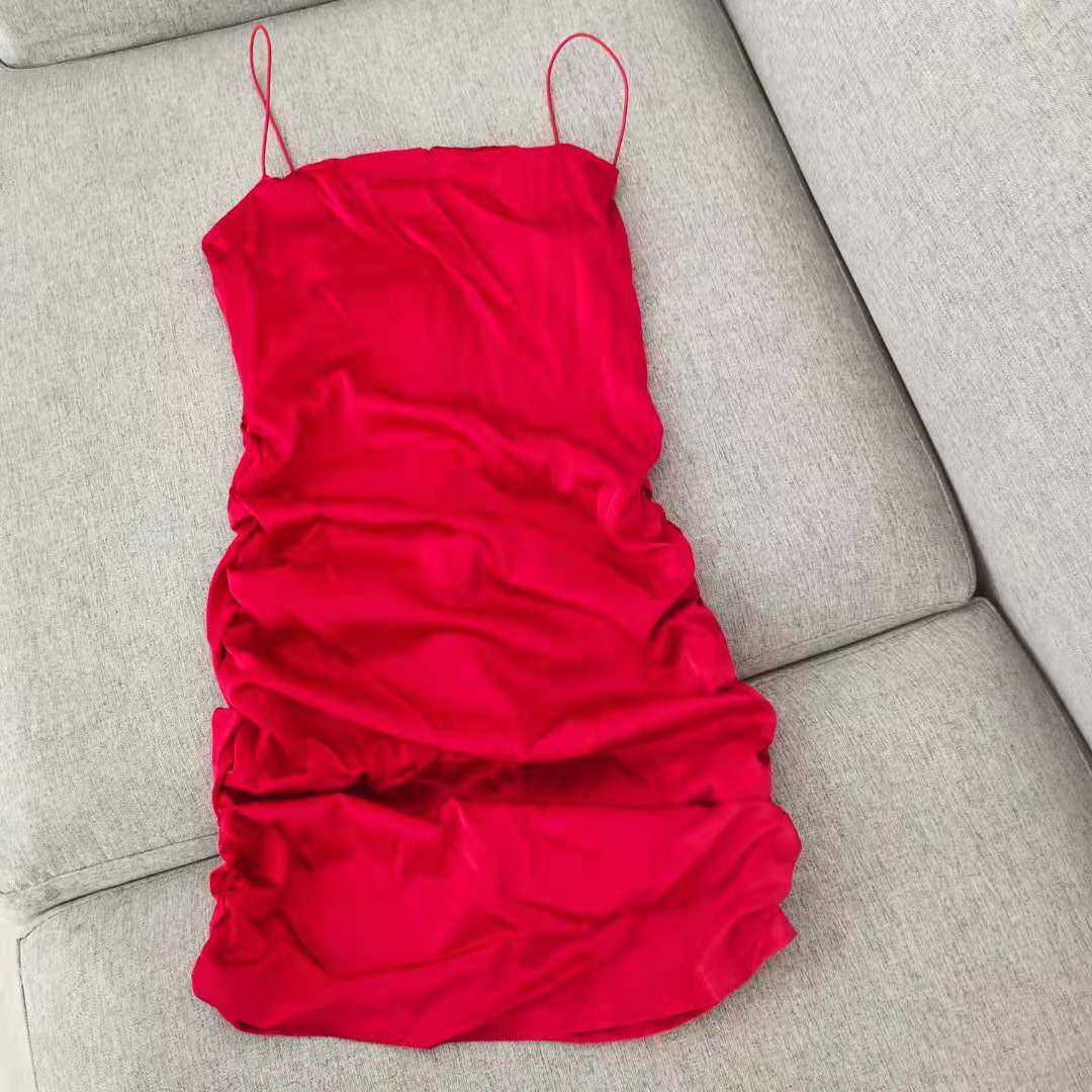 Solid Color Ruched Bodycon Cami Dress