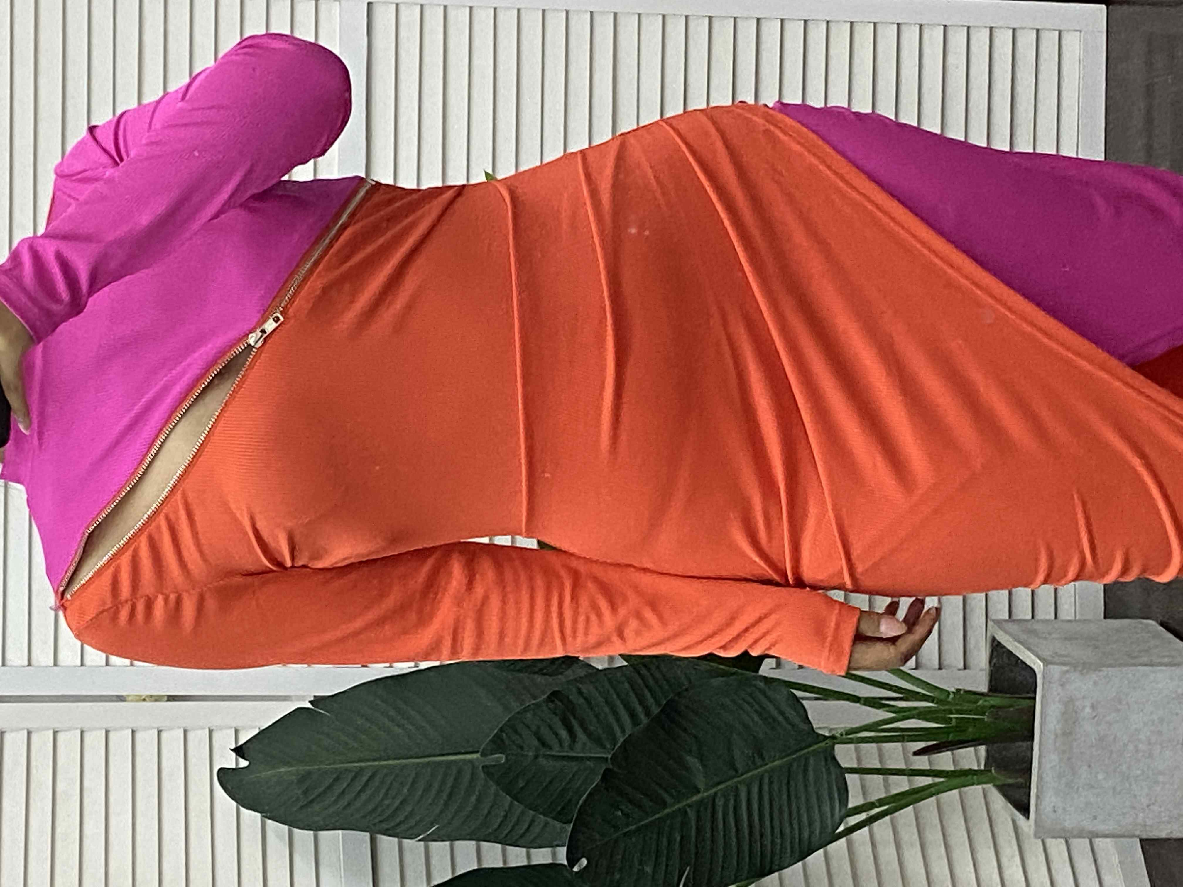 Colorblock Zip Detail Long Sleeve Bodycon Dress