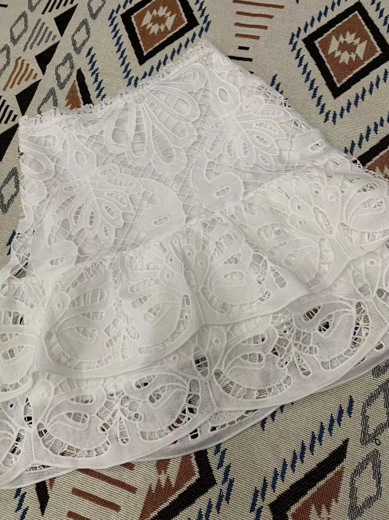 Lantern Sleeve Lace Top & Layered Ruffles Skirt Set