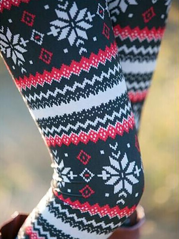 Sexy Women Multicolor High Elasticity Snowflake Leggings
