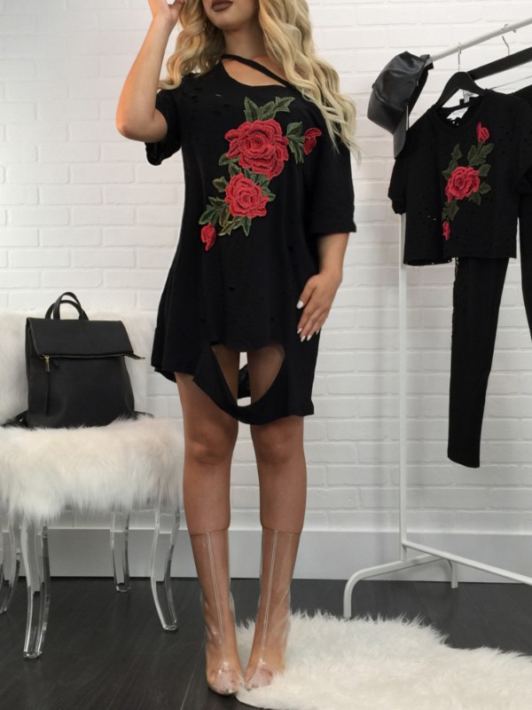 Floral Embroidered Ripped T-shirt Online. Discover hottest trend ...