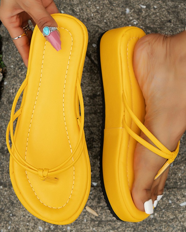 Platform Toe Post Summer Beach Flip Flops
