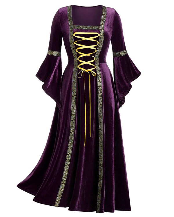 Halloween Vintage Renaissance Costume Women Gothic Witch Cosplay ...