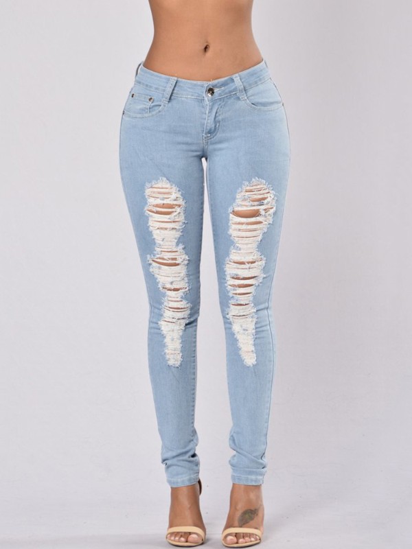 Street Style Holey Ripped Slinky Denim Jeans Online. Discover hottest ...