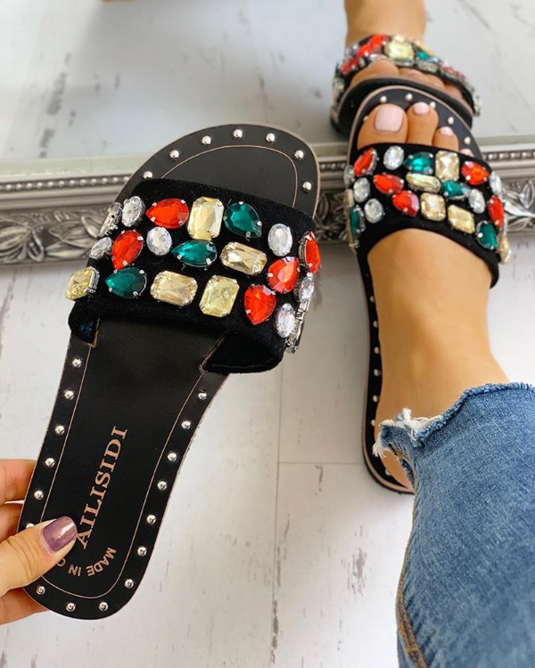 Open Toe Studded Design Flat Sandals Online. Discover hottest trend ...