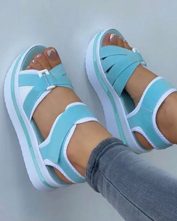 Peep Toe Platform Velcro Sandals