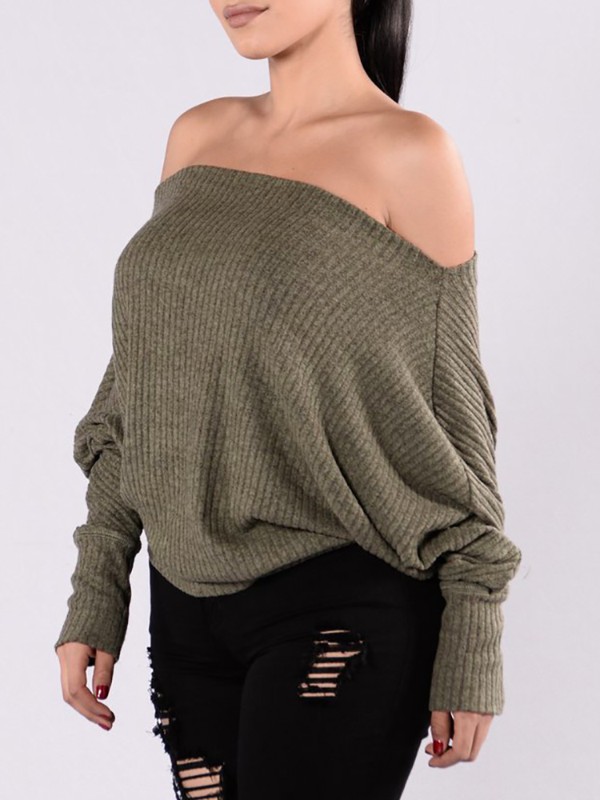 Off Shoulder Batwing Sleeve Sweater