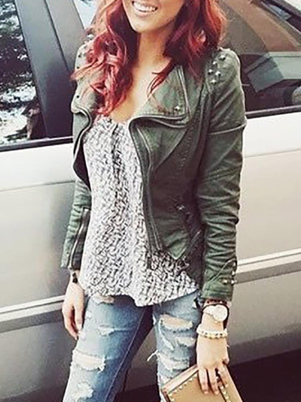 Rivet Zipper Denim Short Jacket