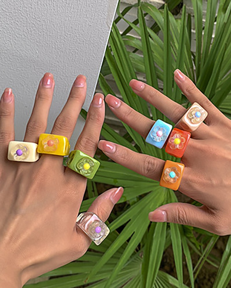 1PCS Floral Decor Resin Cute Ring Online. Discover hottest trend ...