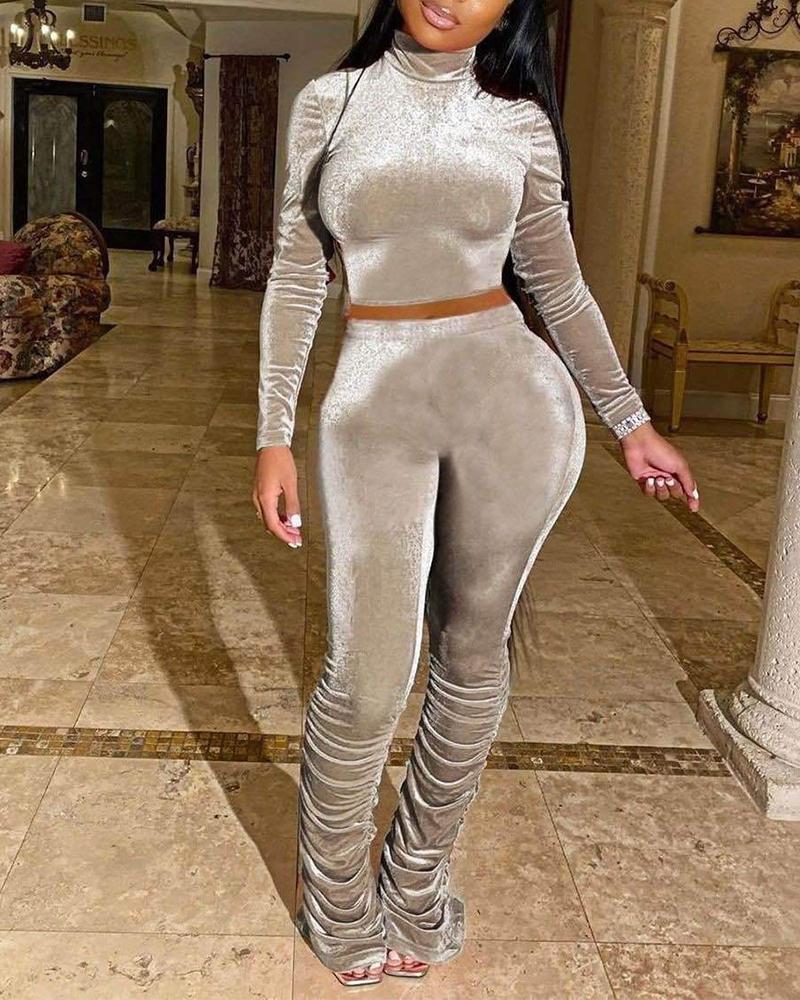 Solid Color Long Sleeve Pant Sets