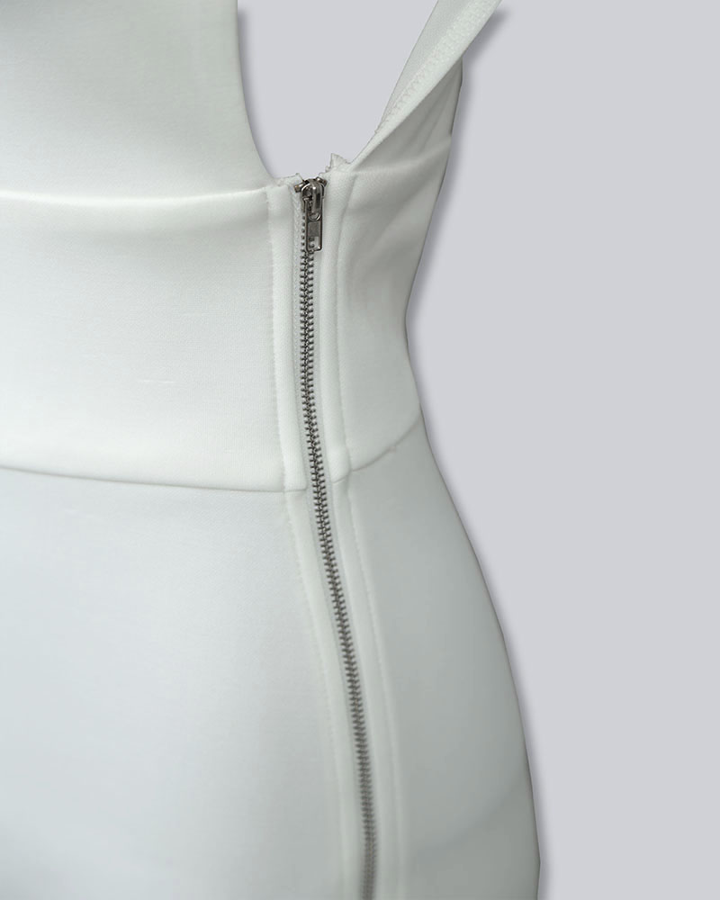 Sleeveless Side Zipper Slit Asymmetrical Work Dress