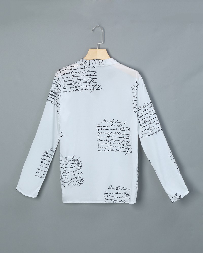 Letter Print Button Design Casual Shirt