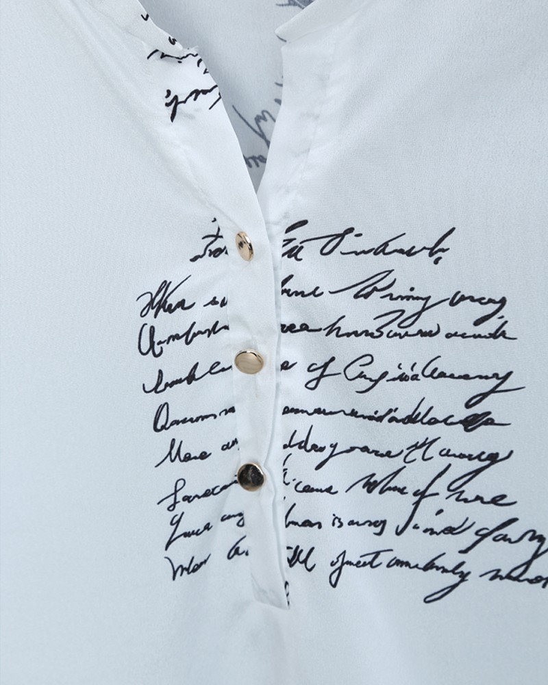 Letter Print Button Design Casual Shirt
