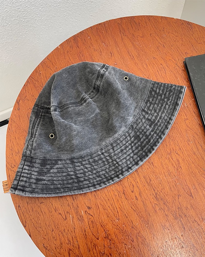 Washed Eyelet Bucket Hat