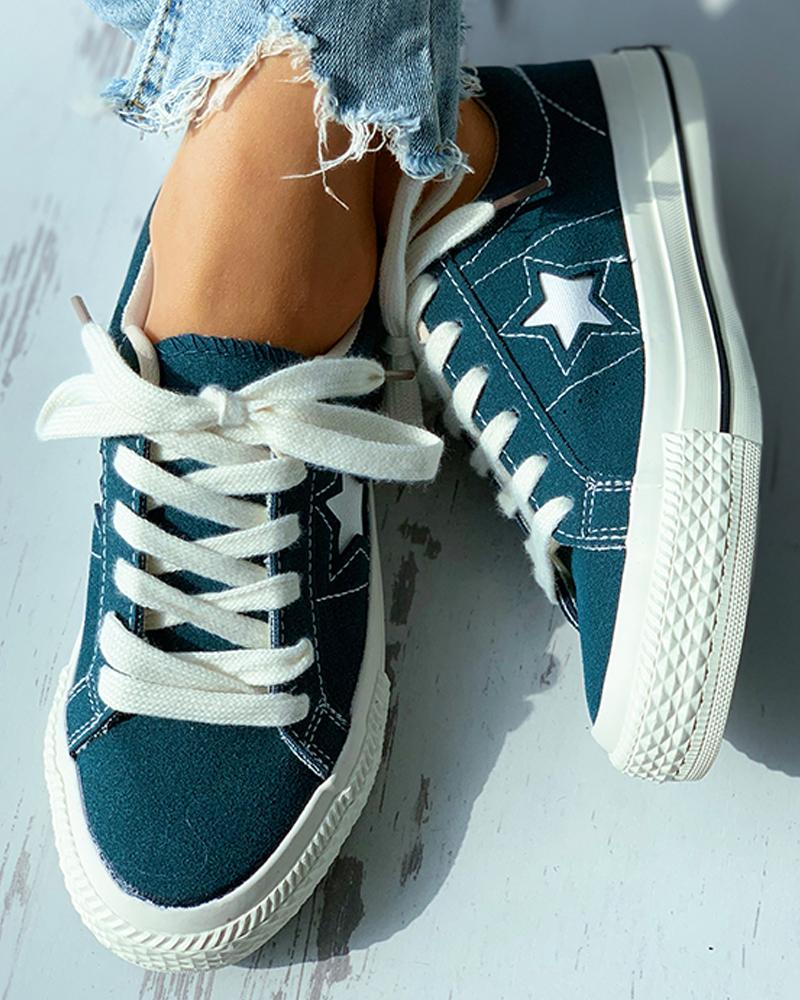 Star Pattern Cutout Lace-up Suede Shoes