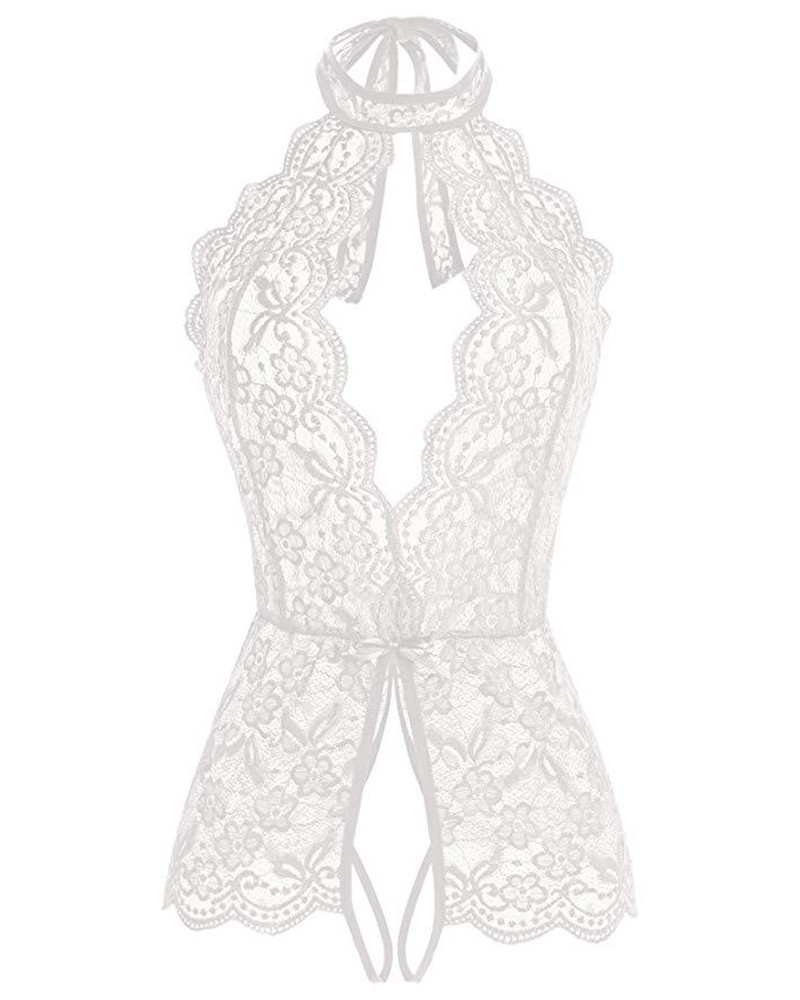 Crochet Lace Sheer Mesh Halter Teddy Online. Discover hottest trend ...